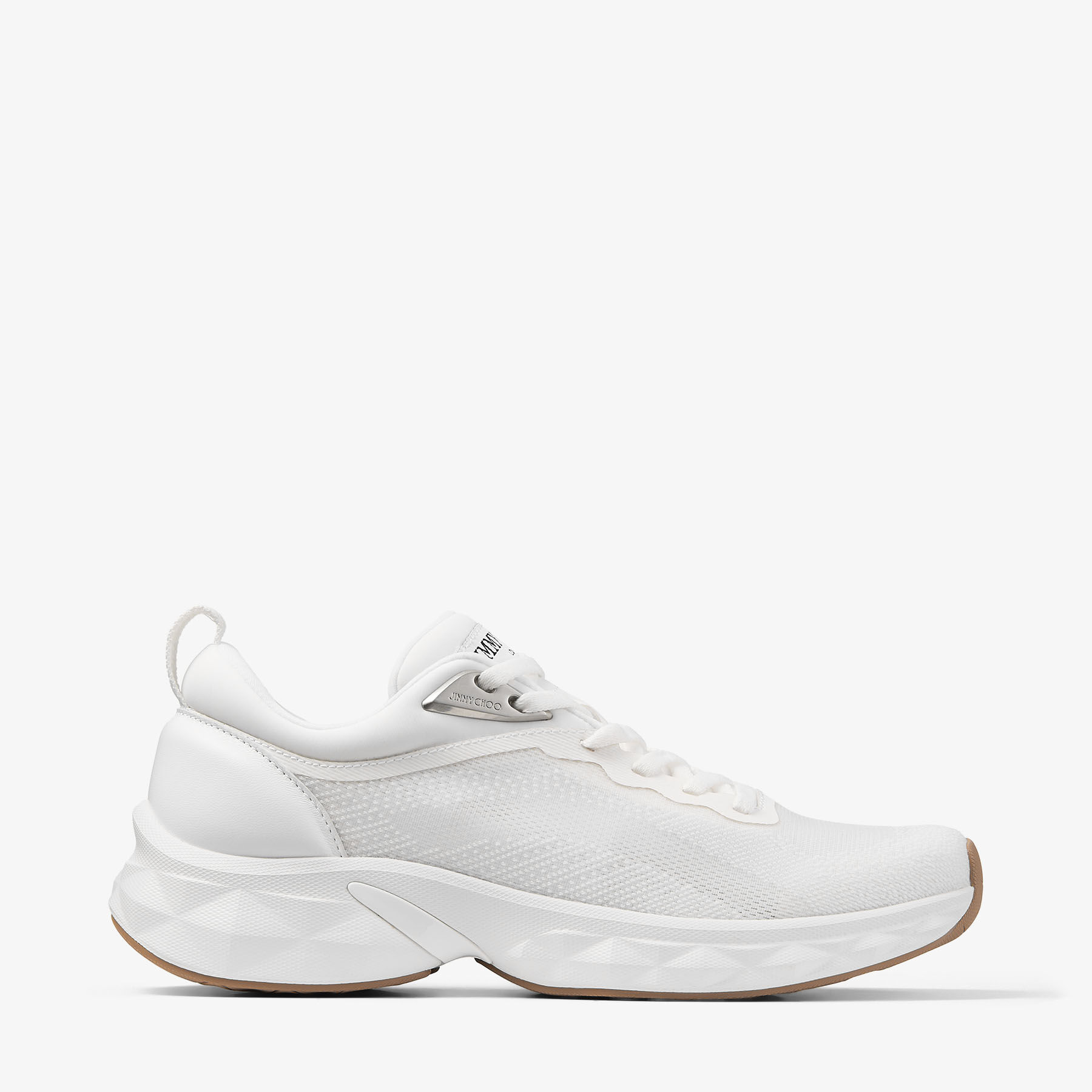 Diamond Run F | White Knit Jacquard Mix Trainers | JIMMY CHOO