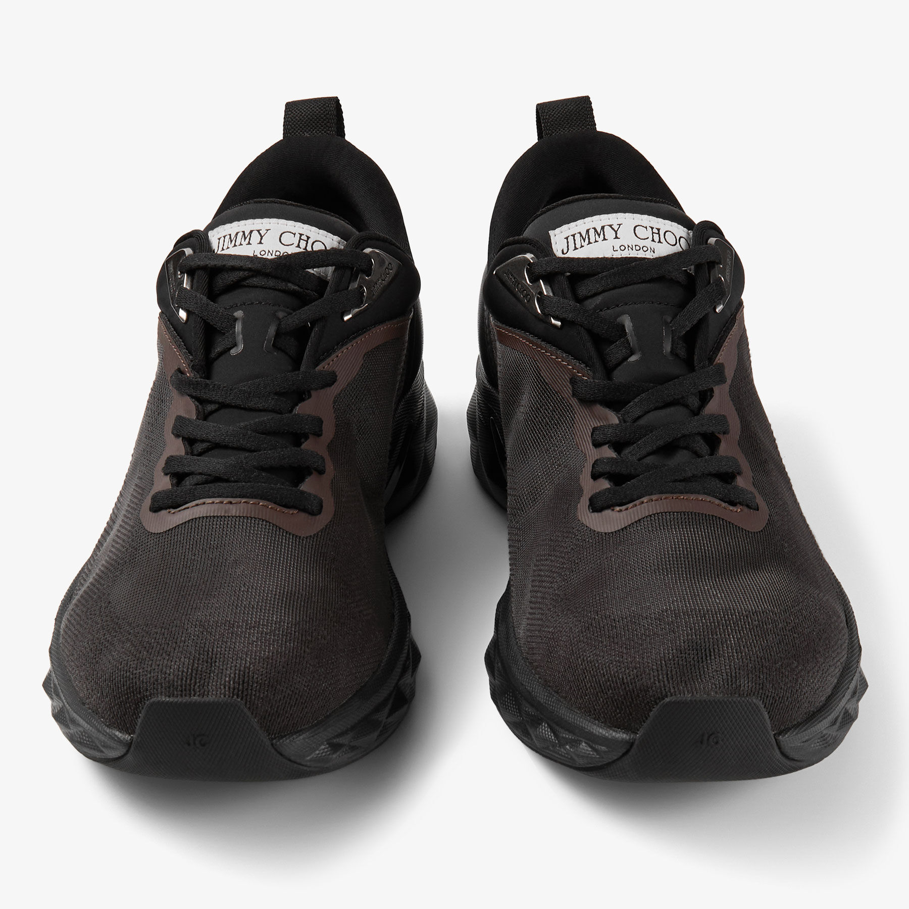 Diamond Run M | Black Knit Jacquard Mix Trainers | JIMMY CHOO