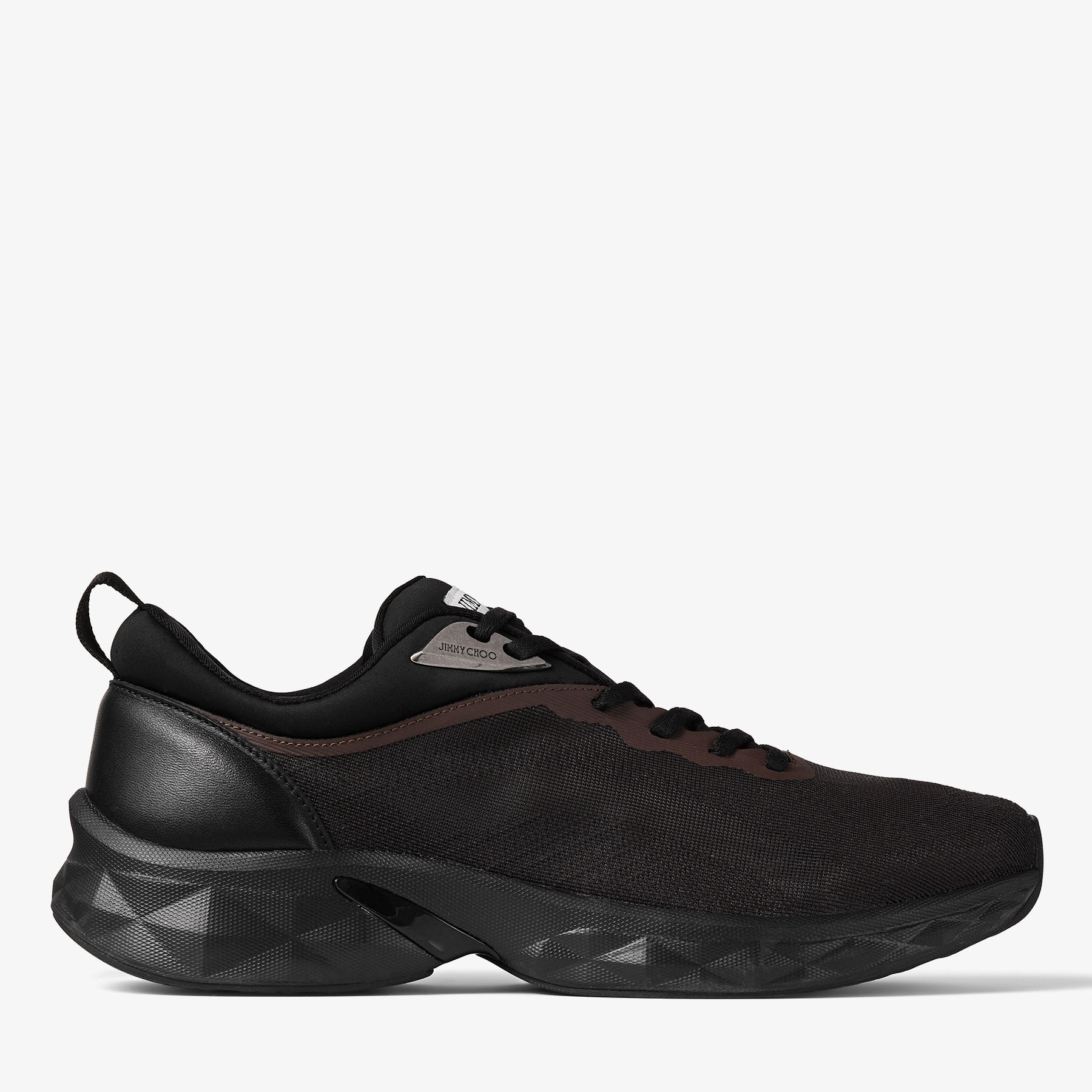 Diamond Run M | Black Knit Jacquard Mix Trainers | JIMMY CHOO