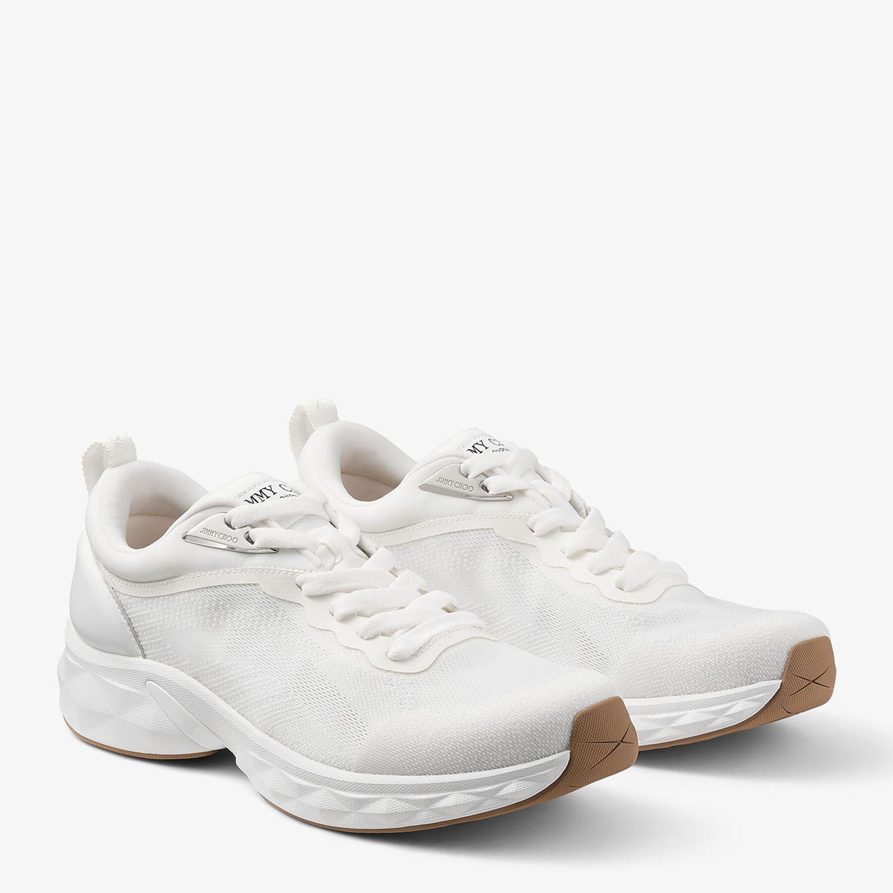 Diamond Run M | White Knit Jacquard Mix Trainers | JIMMY CHOO