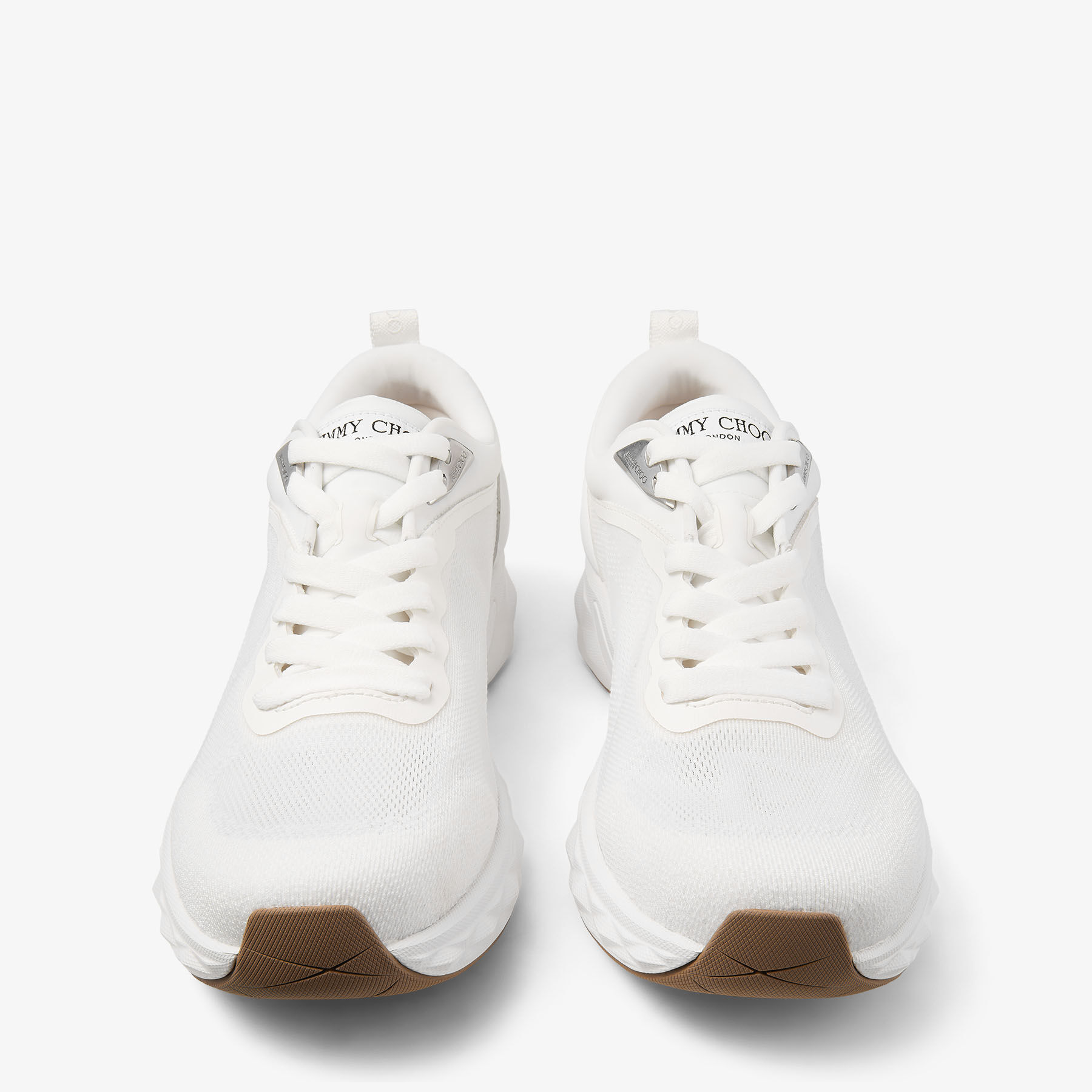 Diamond Run M | White Knit Jacquard Mix Trainers | JIMMY CHOO