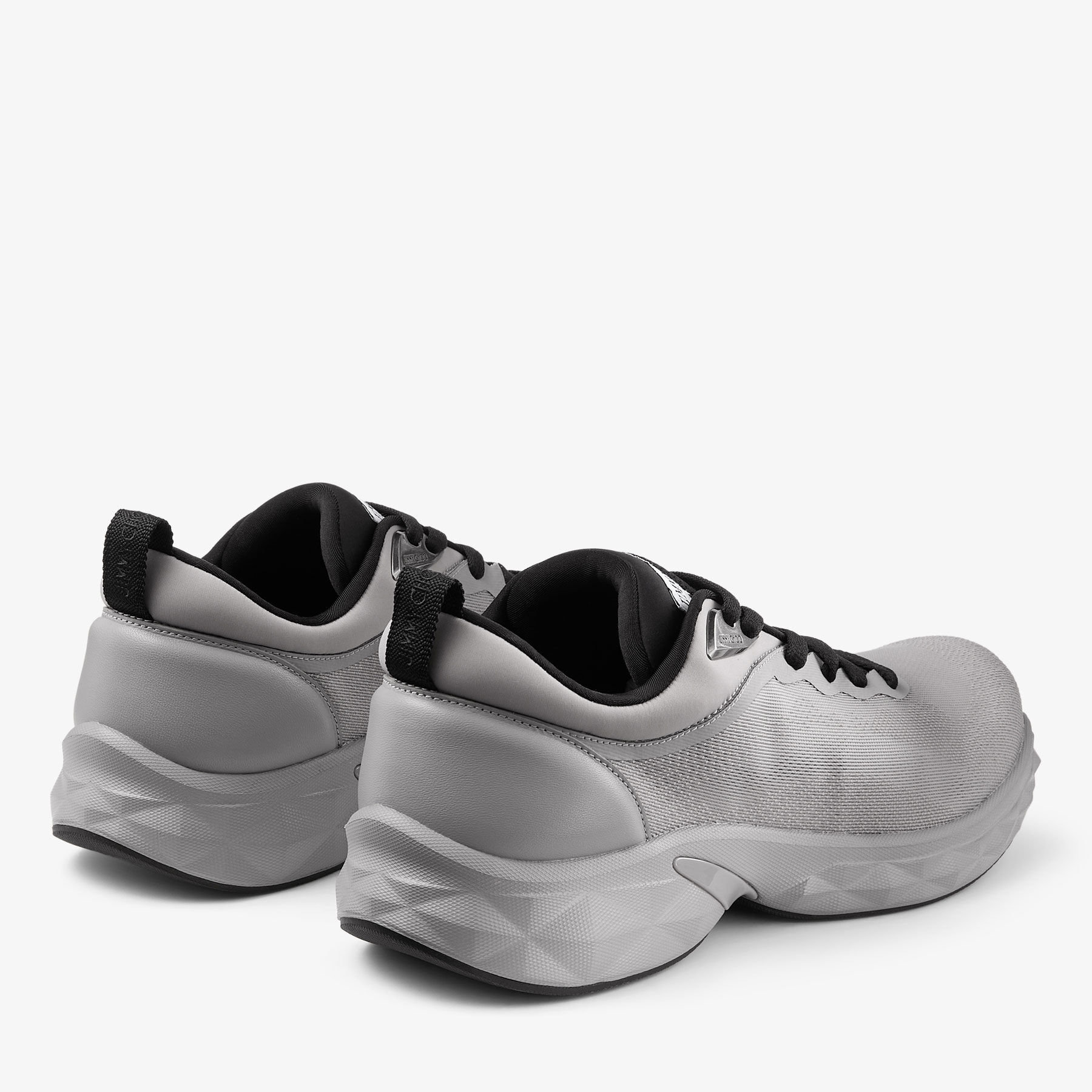 Diamond Run M | Dove and Black Knit Jacquard Mix Trainers | JIMMY CHOO