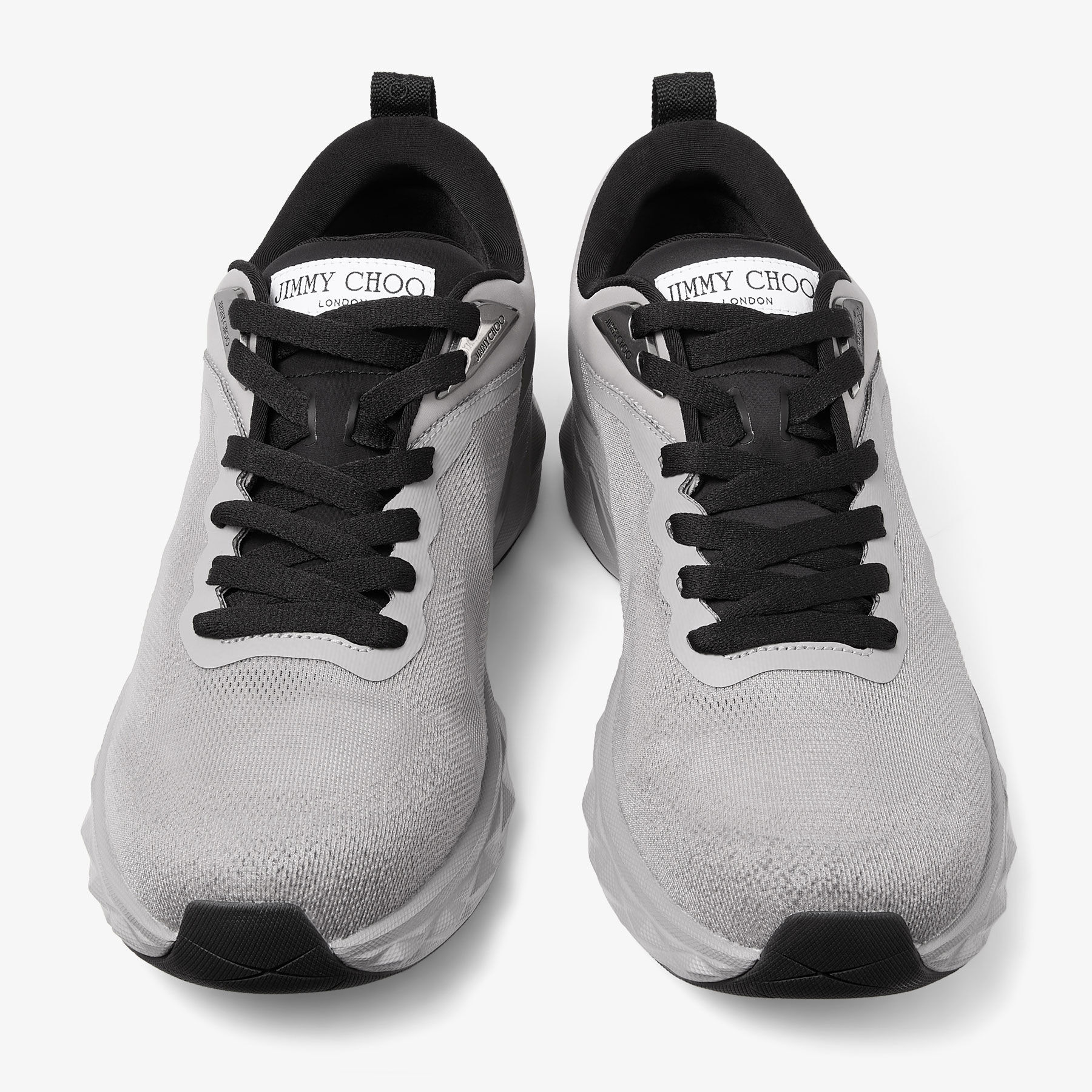 Diamond Run M | Dove and Black Knit Jacquard Mix Trainers | JIMMY CHOO