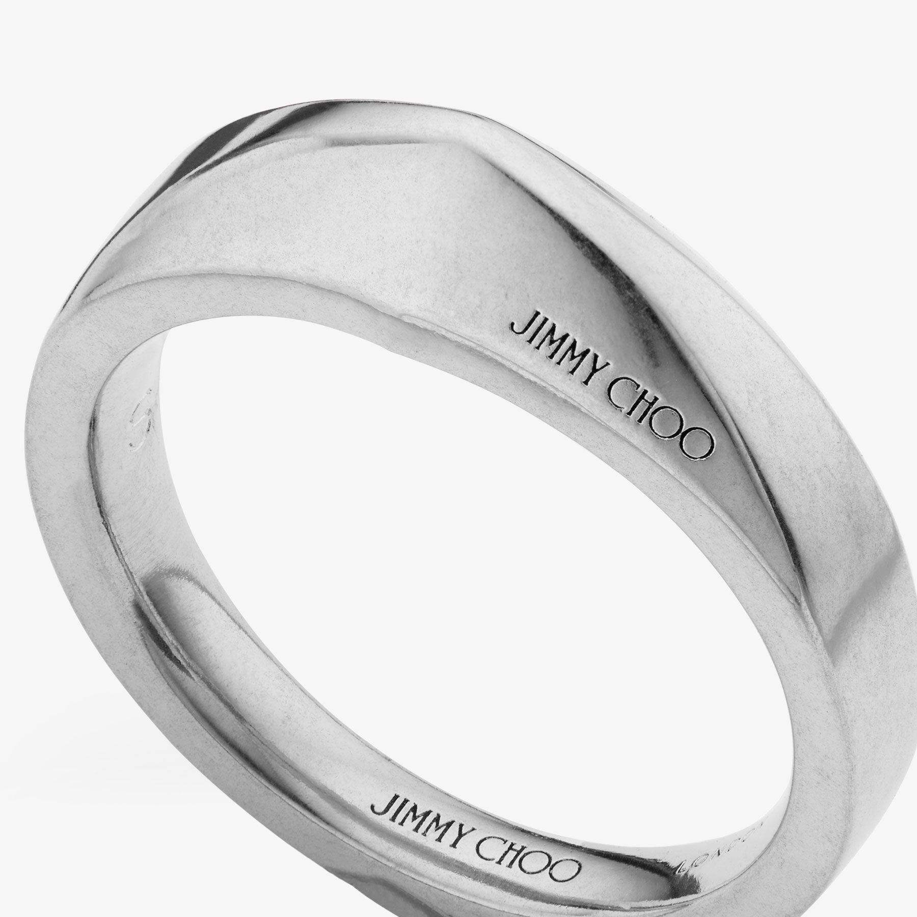 Diamond Signet Ring| Silver Finish Rings| JIMMY CHOO