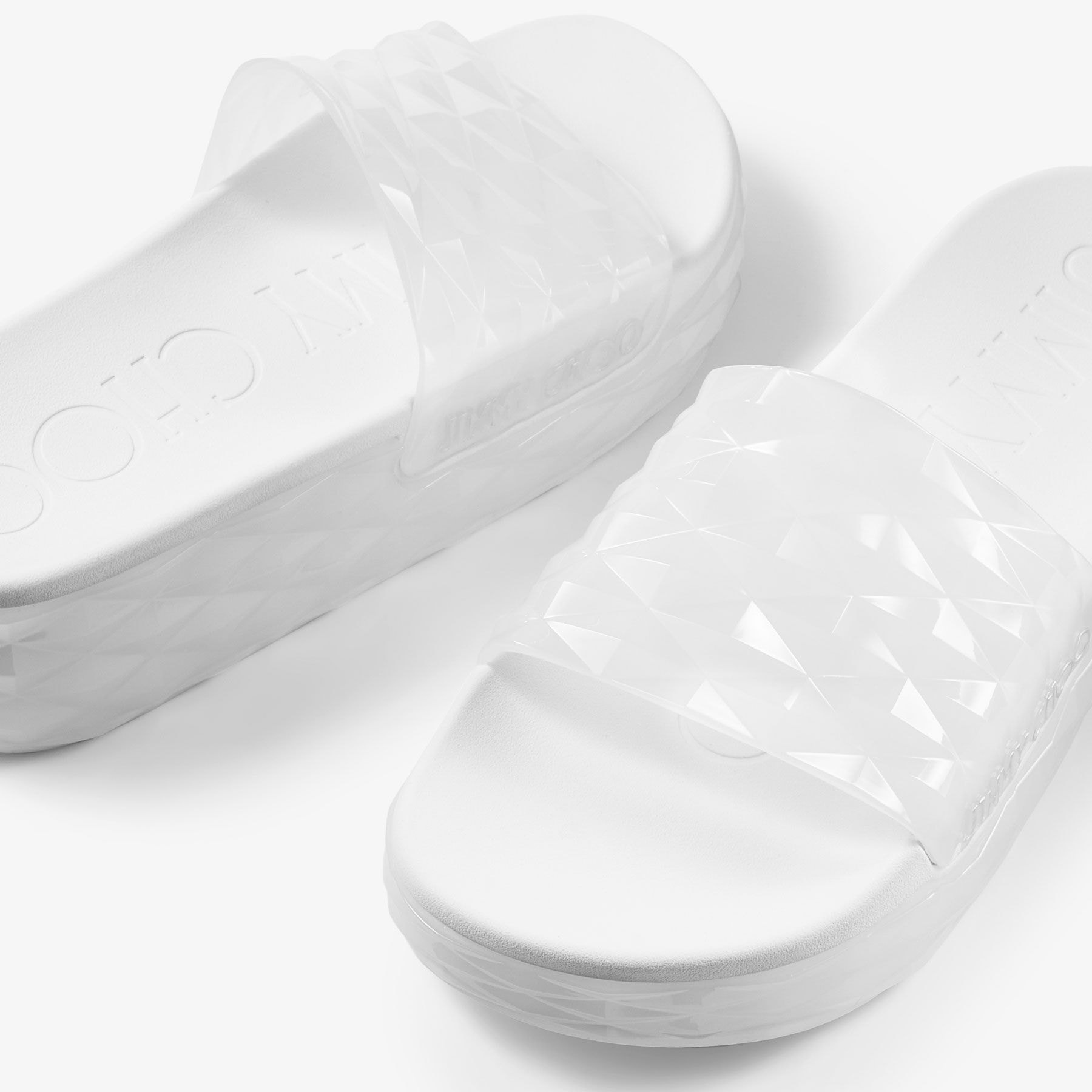 Diamond Slide/F | White Rubber Diamond Slides | JIMMY CHOO