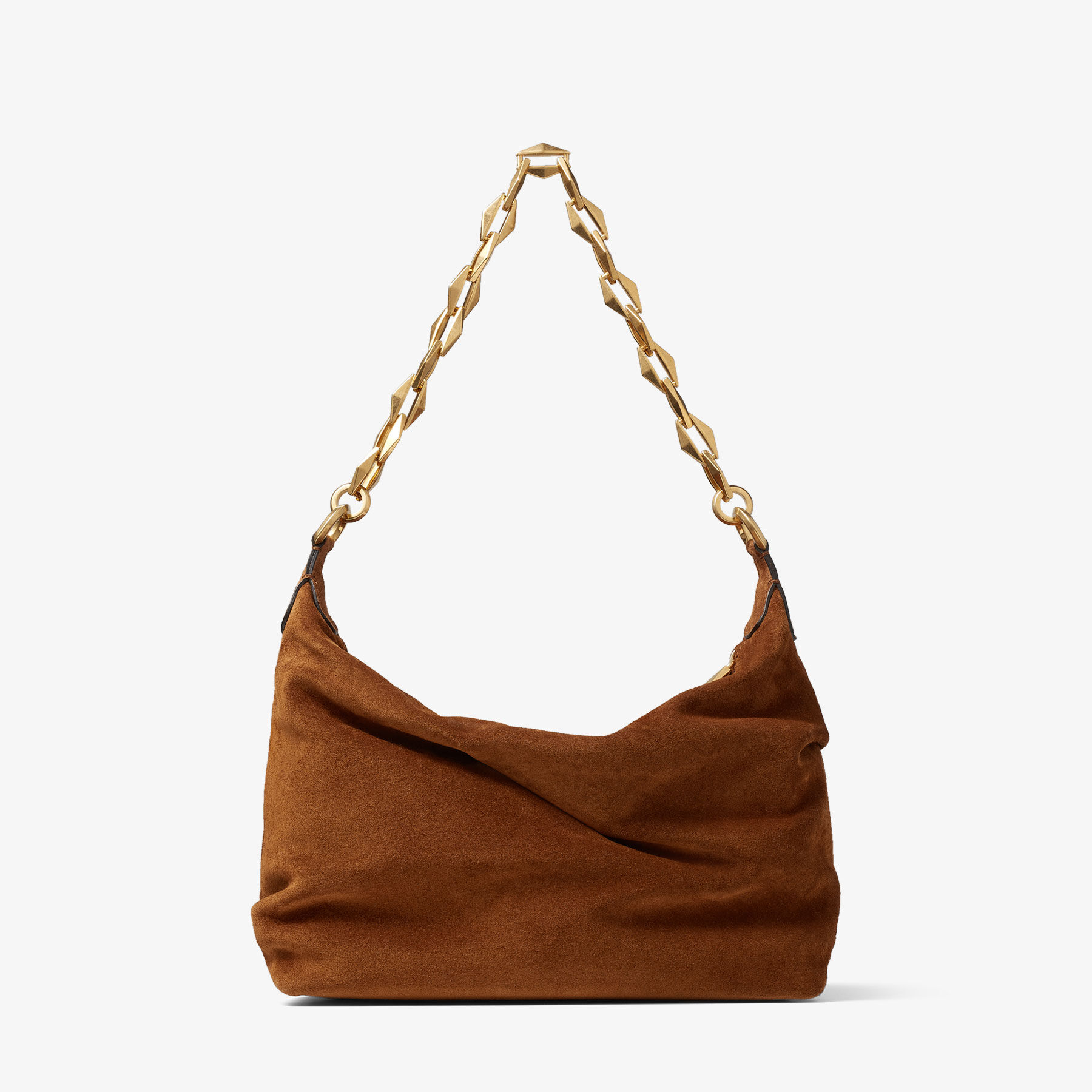 DIAMOND SOFT HOBO/S | Tan Suede Hobo Bag with Chain Strap | Summer ...