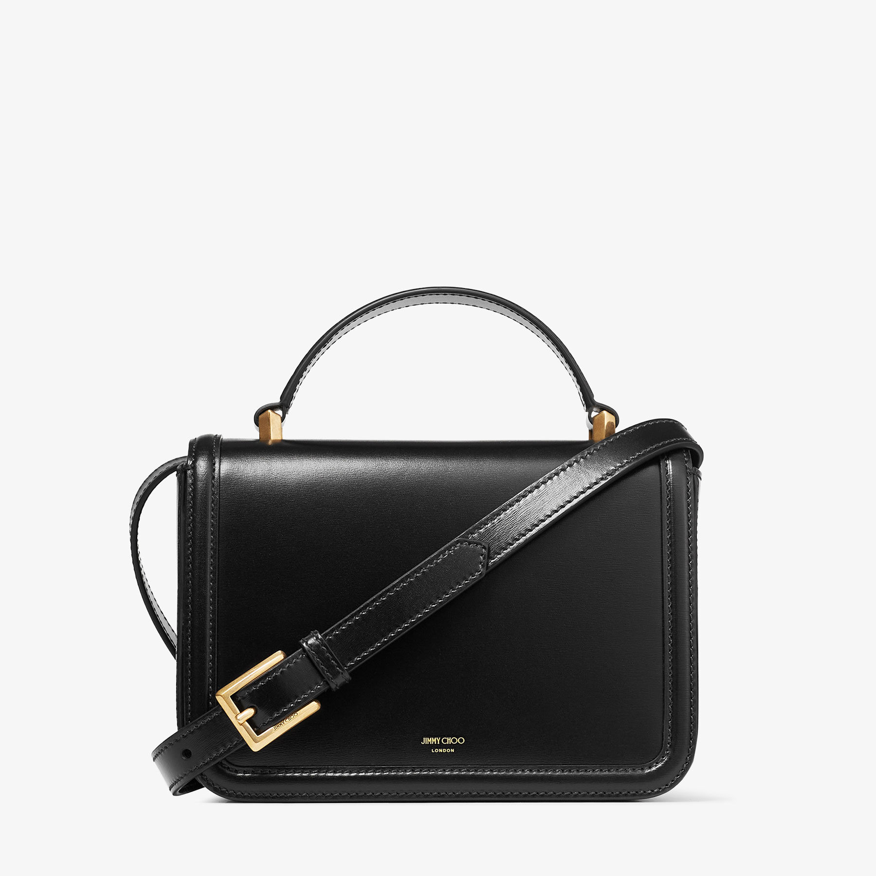 DIAMOND TOPHANDLE | Black Box Calf Leather Top Handle Bag | Autumn ...