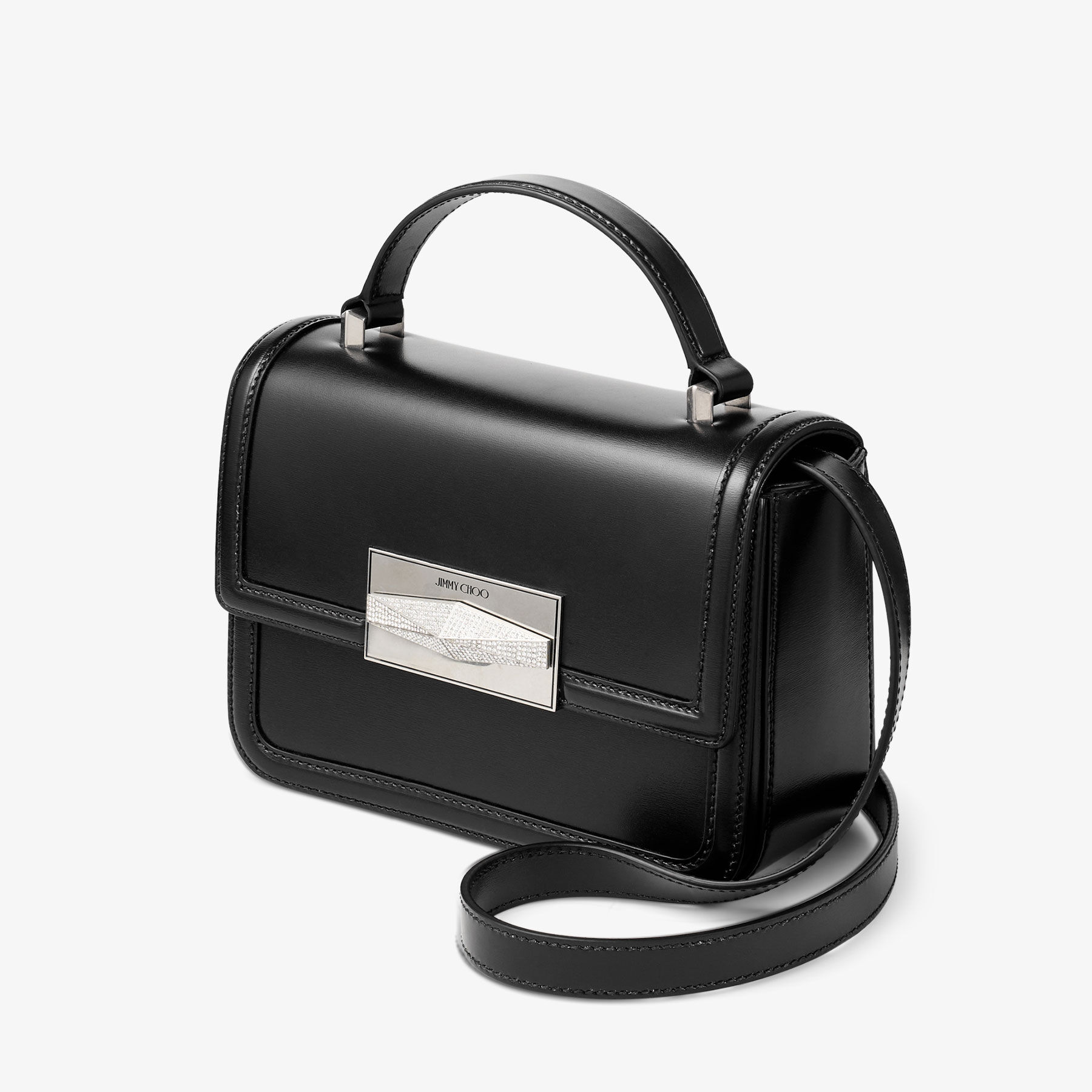 Diamond Top Handle | Black Top-Handle Bag | JIMMY CHOO