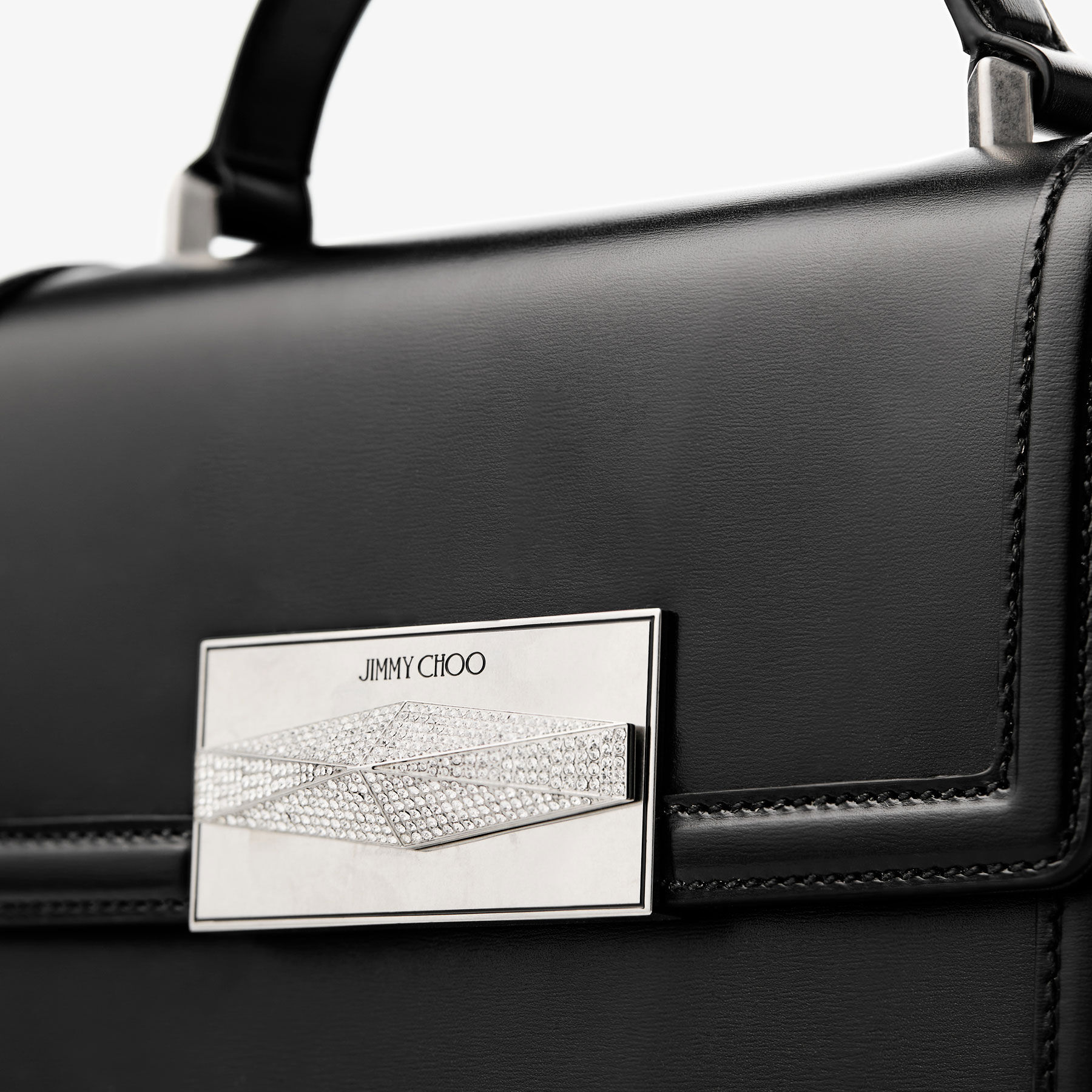 Diamond Top Handle | Black Top-Handle Bag | JIMMY CHOO
