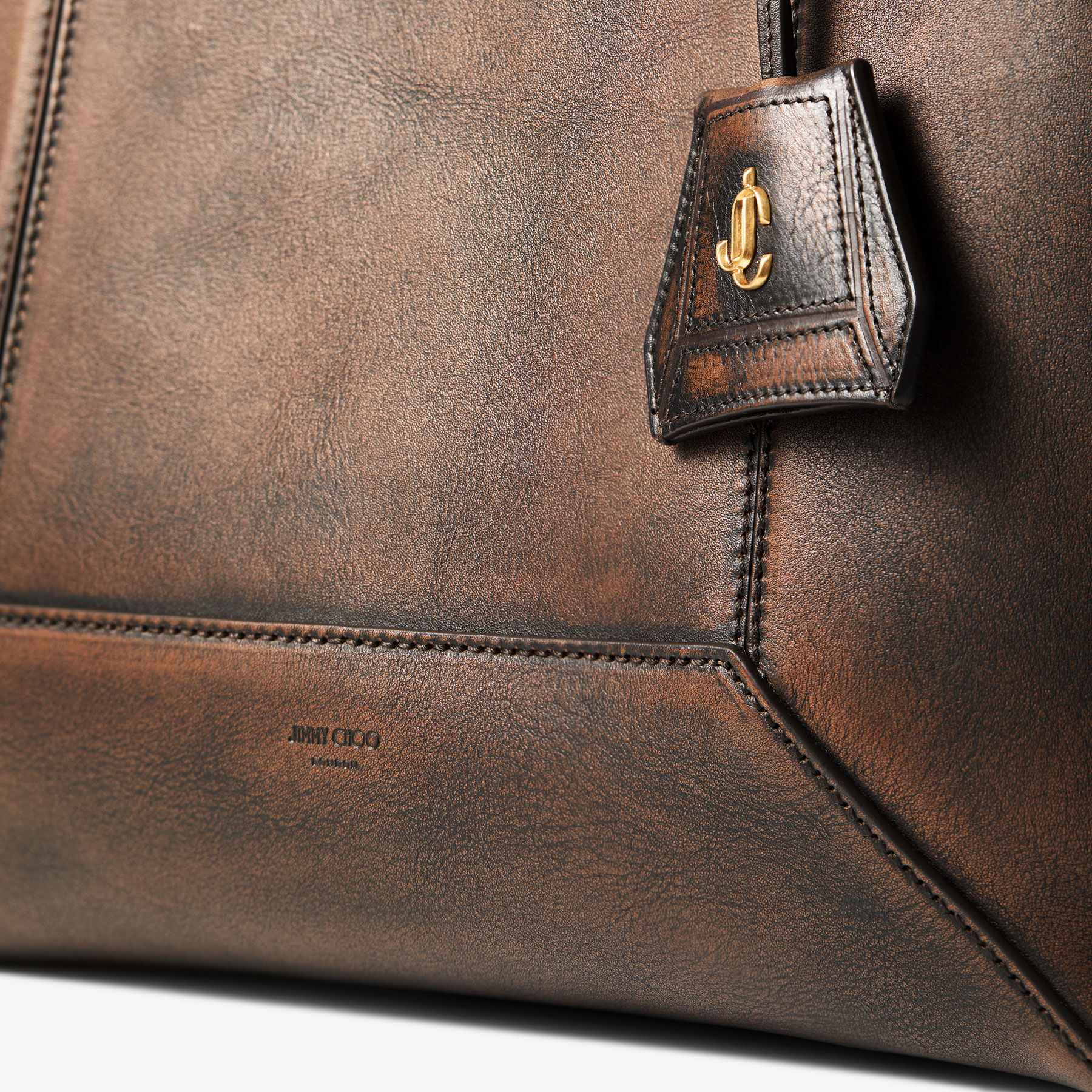 Diamond Tote M | Cognac Smooth Calf Leather Tote Bag | JIMMY CHOO