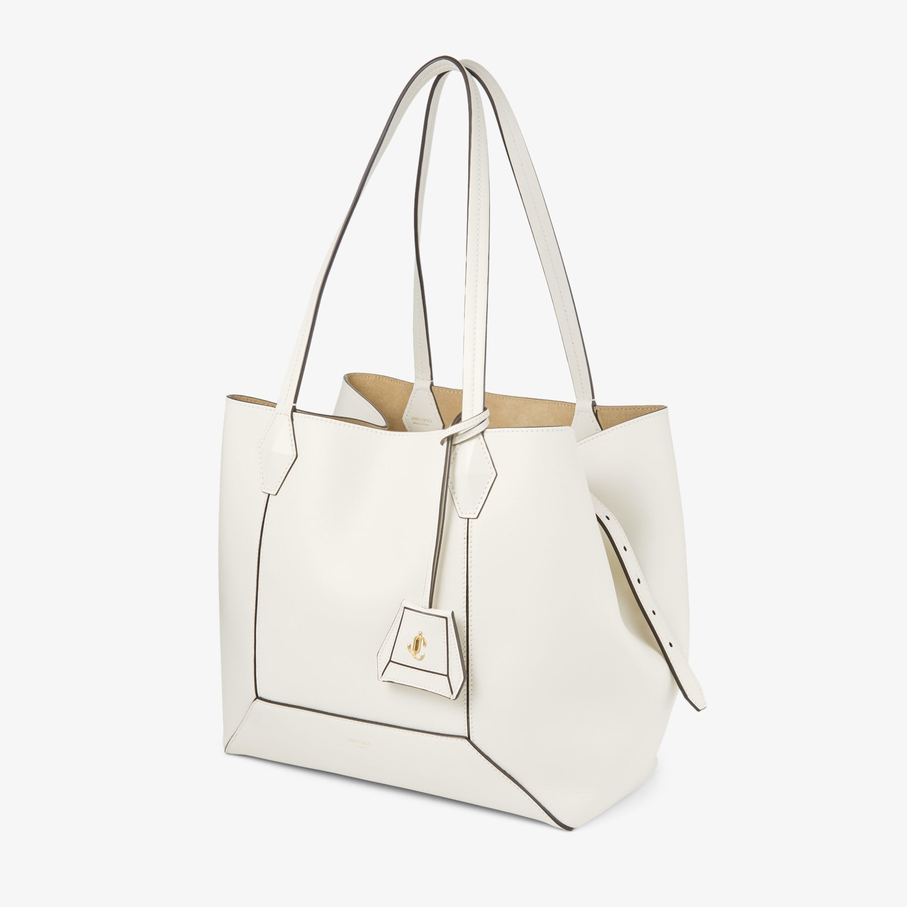 Diamond Tote/M | Latte Leather Tote Bag | JIMMY CHOO