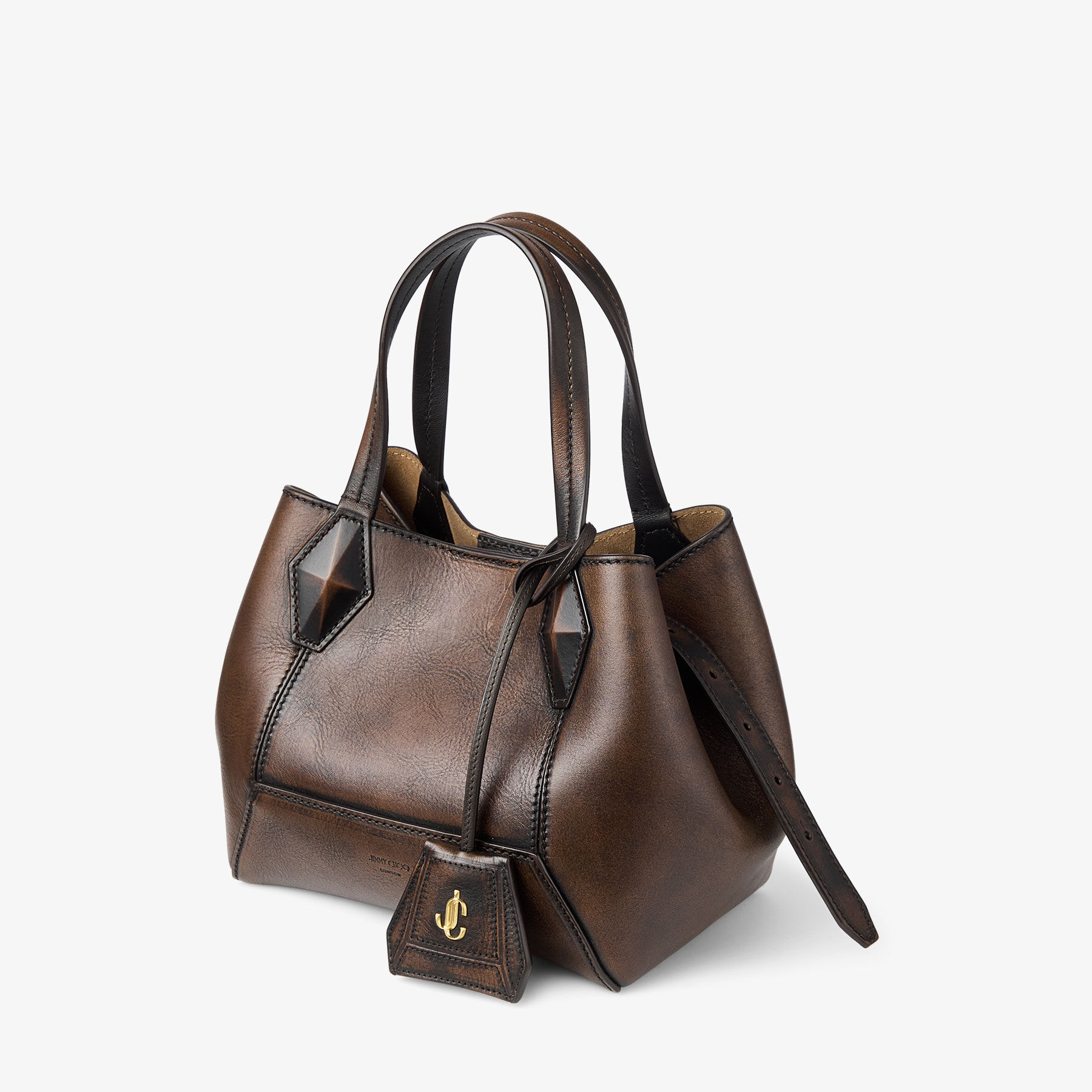 Diamond Tote S | Cognac Smooth Calf Leather Tote Bag | JIMMY CHOO