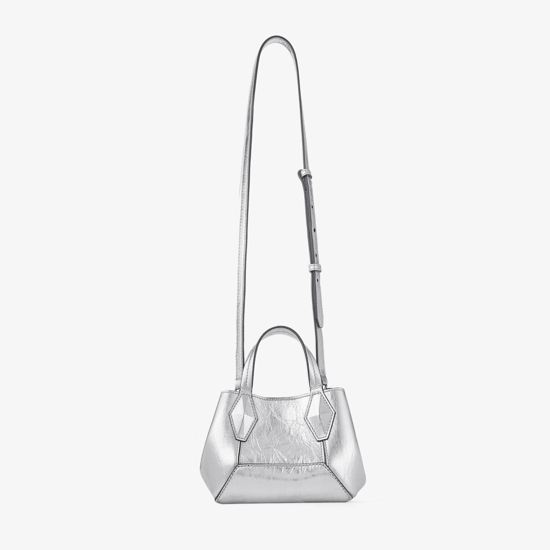 Diamond Tote/XS | Silver Vintage Metallic Leather Mini Bag | JIMMY CHOO AU