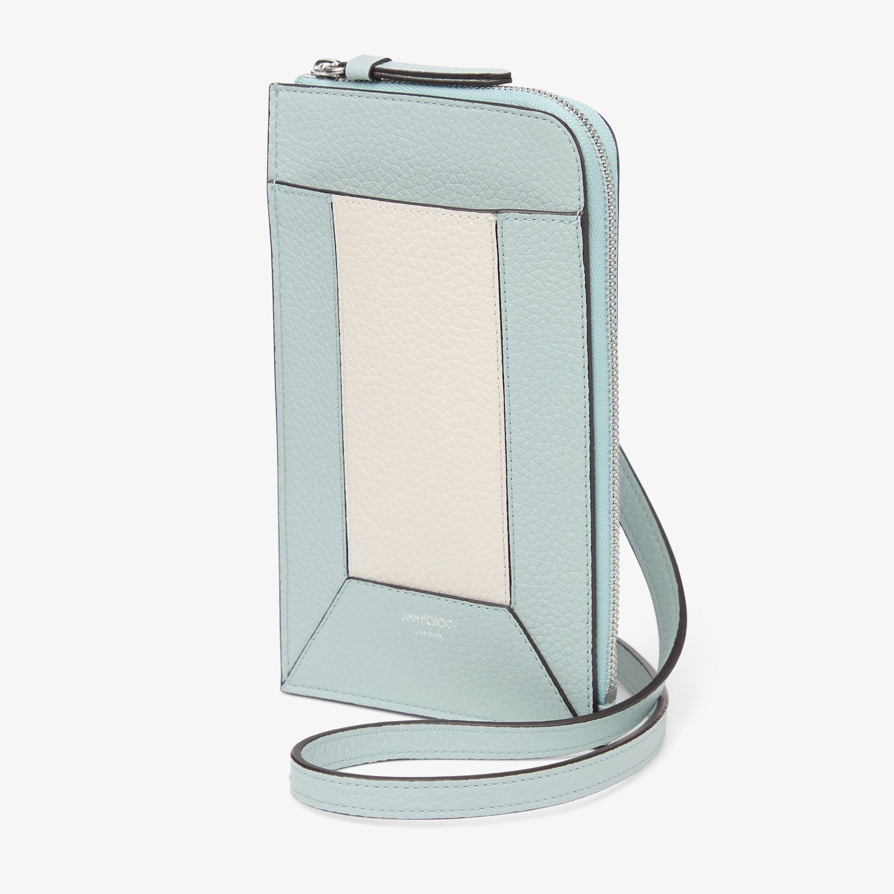 Dm Zip Phoneholder |碧绿色粒纹牛皮革手机壳 | JIMMY CHOO