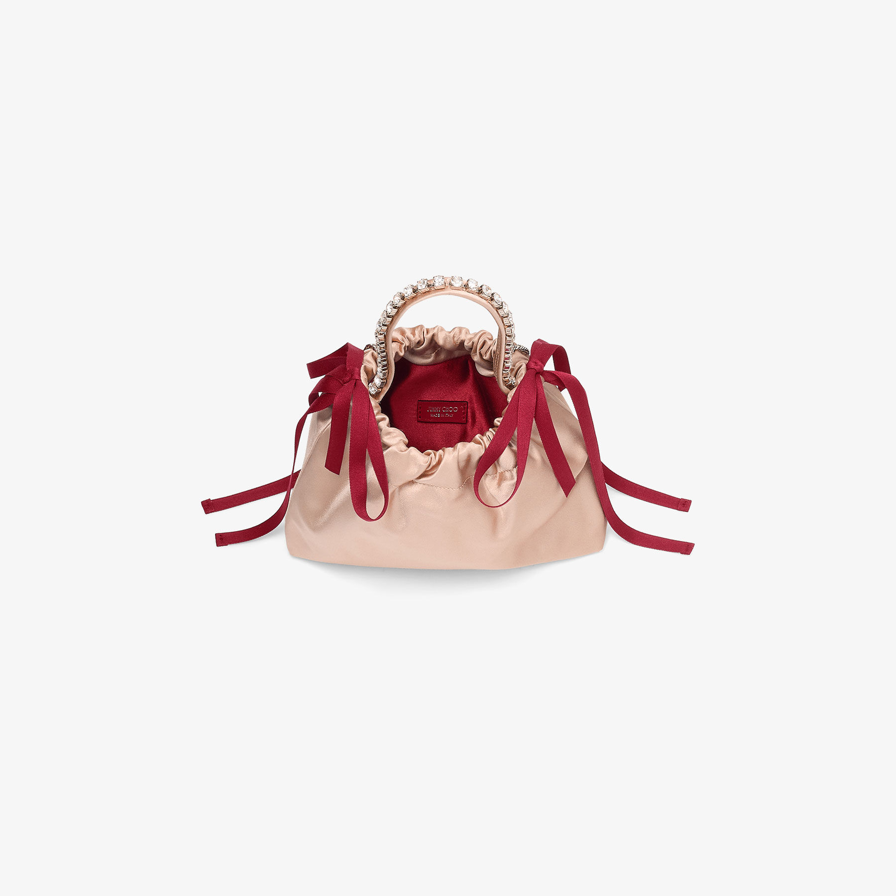 Drawstring Mini Top Handle | Macaron and Ruby Red Satin Mini Shoulder ...