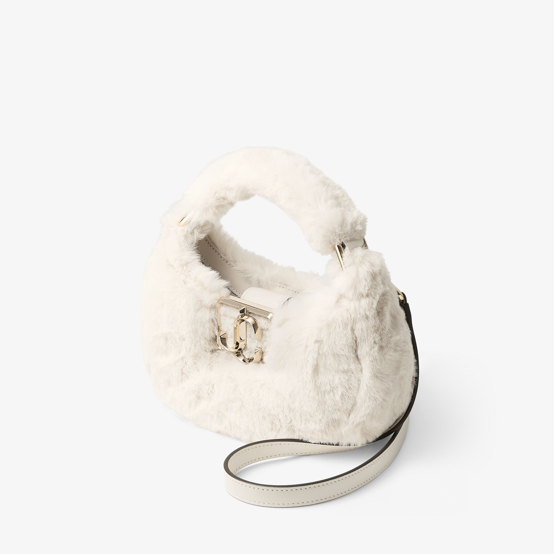 Edie Hobo Mini | Minibolso en pelo sintético de color blanco roto ...