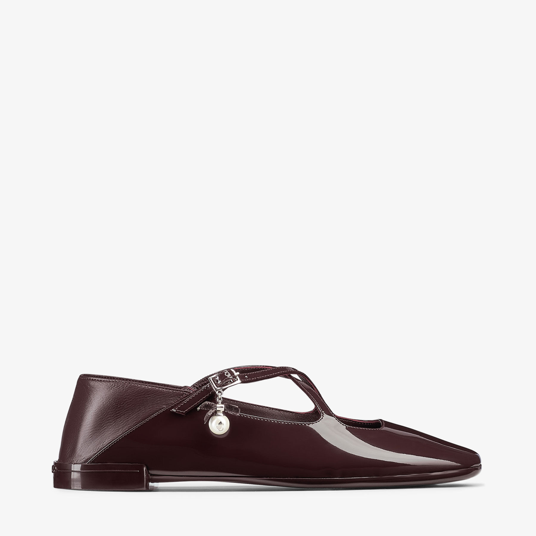 Eleri Ballerina C | Deep Merlot Patent Leather Ballerina Flats with ...