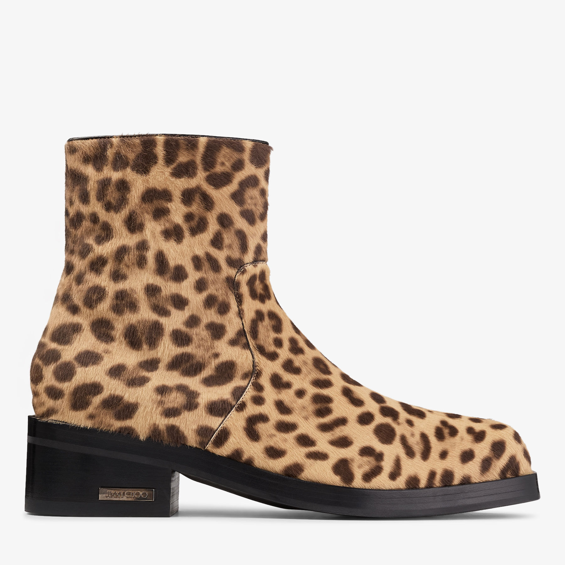 Elias Zip Boot | Natural Leopard Print Pony Zip Boots | JIMMY CHOO NZ