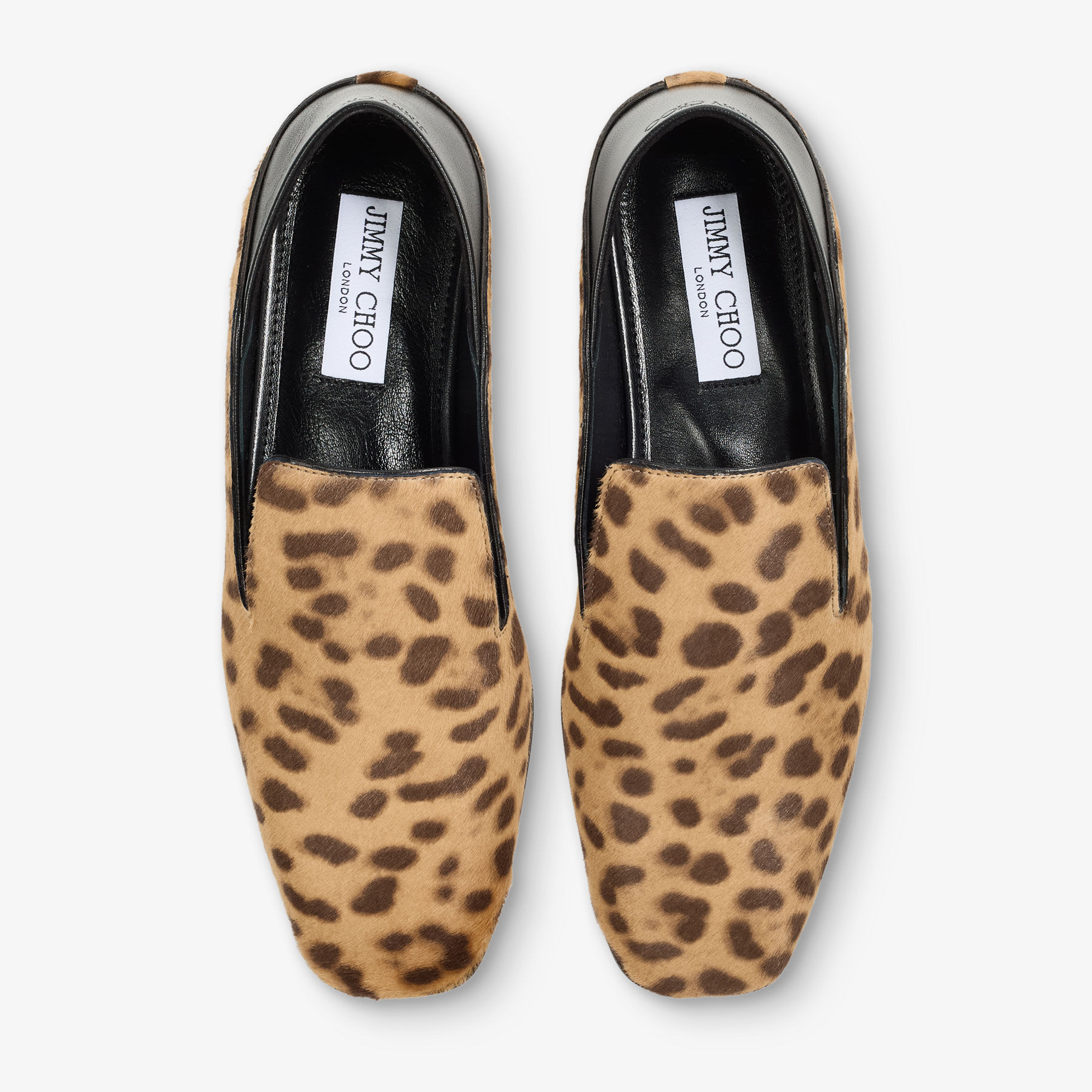 Eliot Slipper F | Natural Leopard Print Pony Leather Slippers | JIMMY CHOO