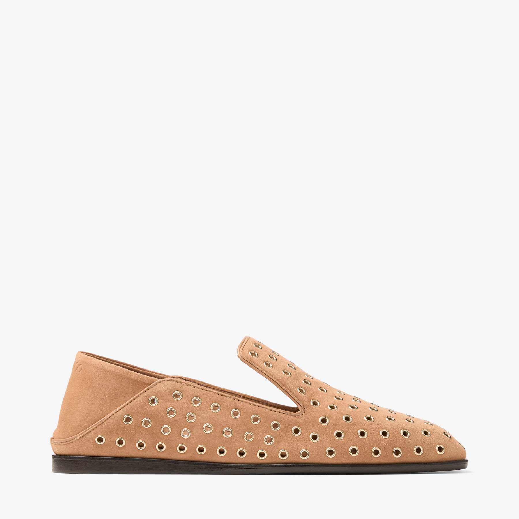 Eliot Slipper F | Toffee Suede Slippers with Eyelets | JIMMY CHOO