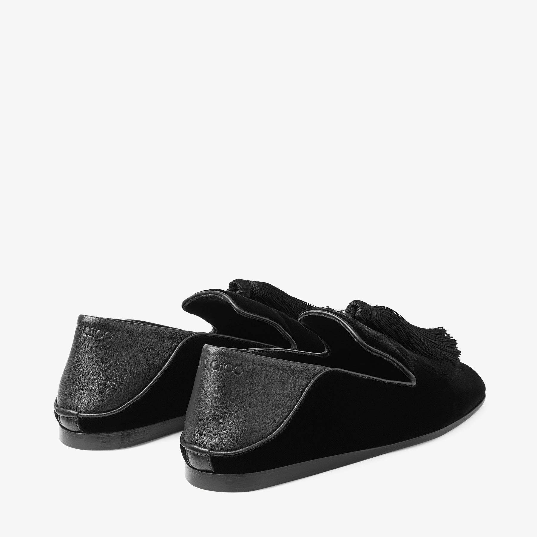 Eliot Slipper F | Black Velvet Slippers with Tassel | JIMMY CHOO