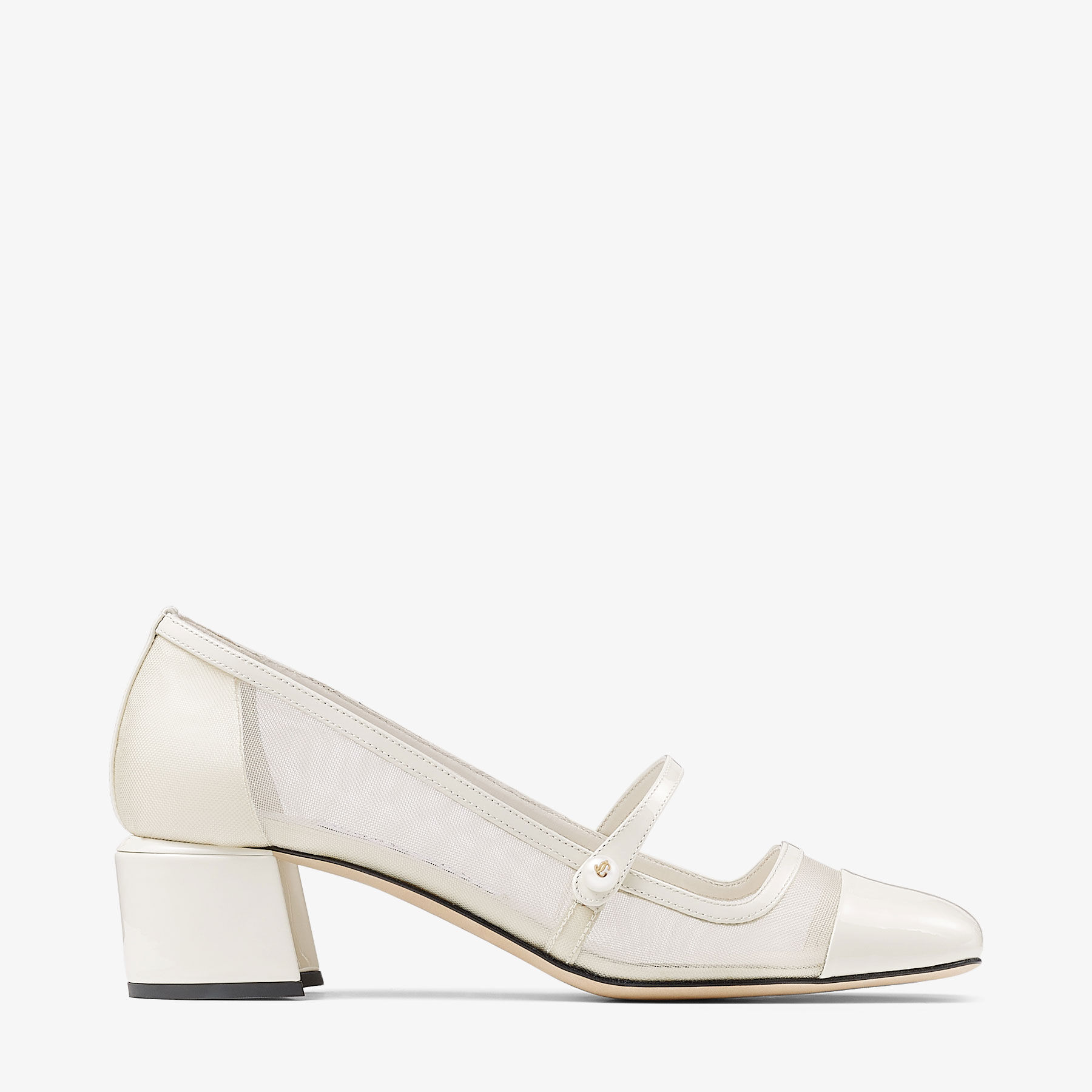 Elisa 45 | Latte Patent and Mesh Pumps | JIMMY CHOO