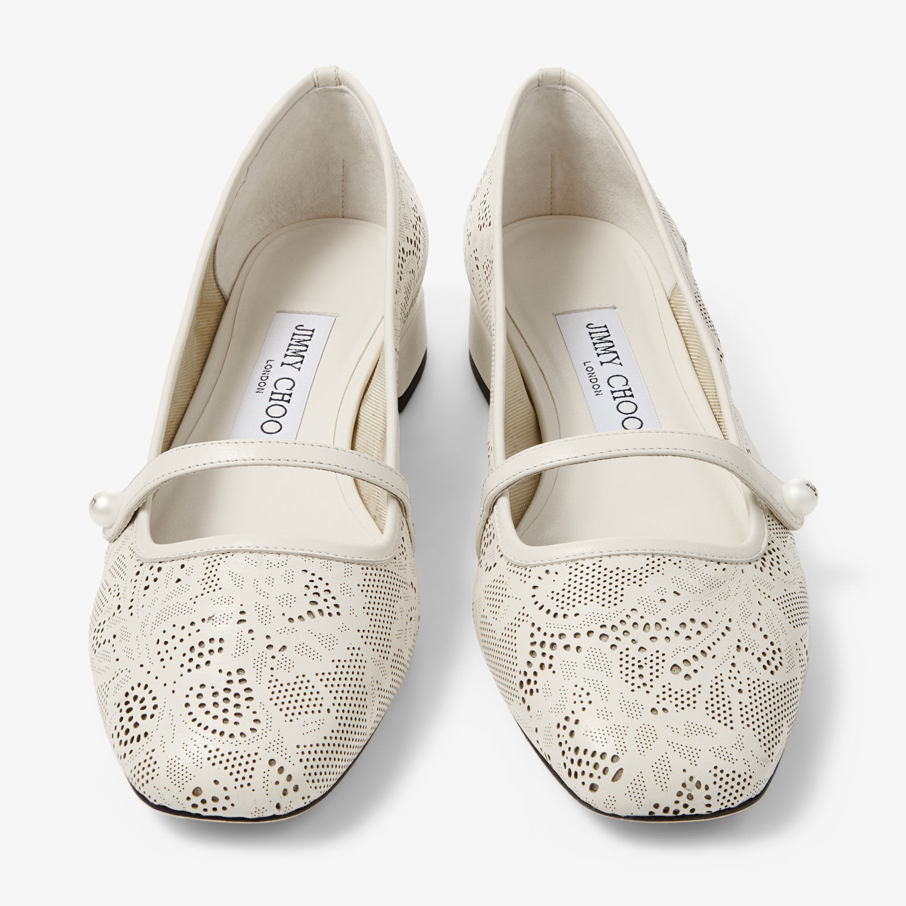 Elisa Ballerina | Latte Jimmy Choo Perforated Nappa Lace Ballerina ...