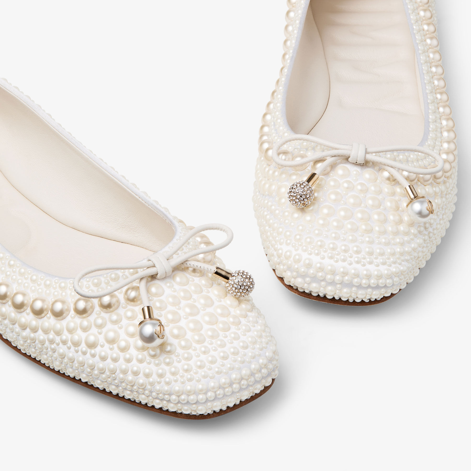 Elme Flat|White/White Satin Crystal Flats| JIMMY CHOO AU