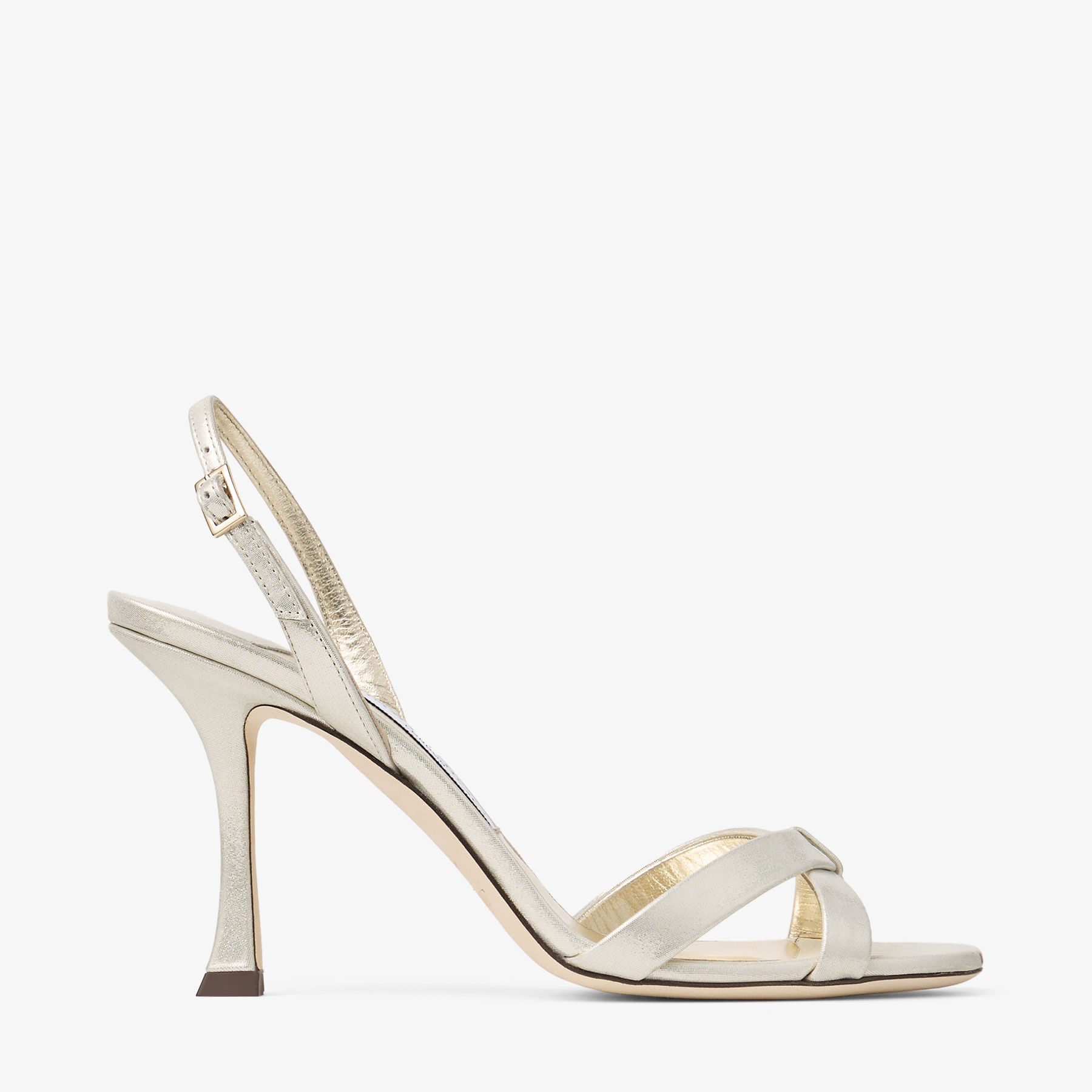 Elsy 90 | Light Soft Gold Shimmer Suede Sandal | JIMMY CHOO
