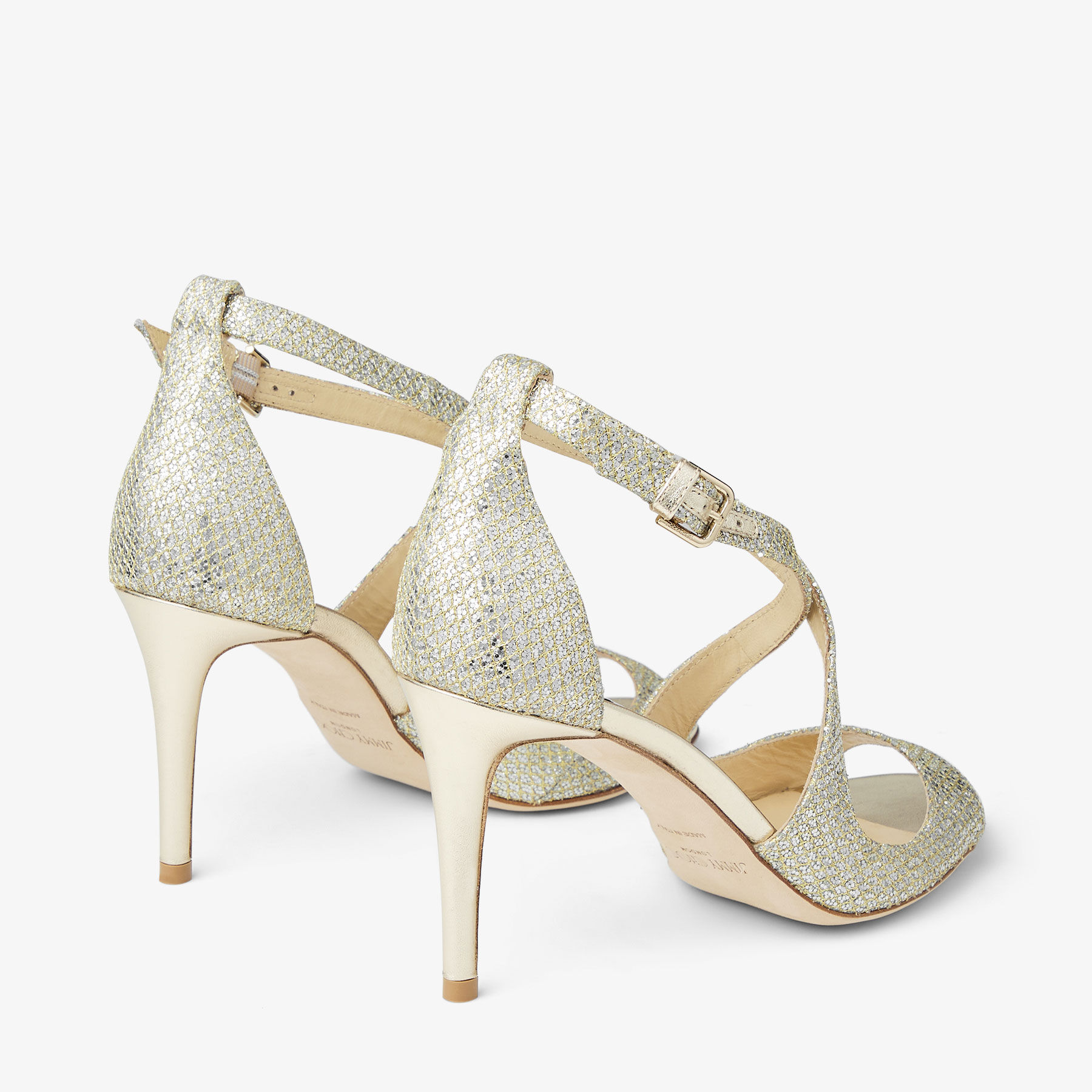 Emily 85 |Sandales en étoffe dorée pailletée | JIMMY CHOO