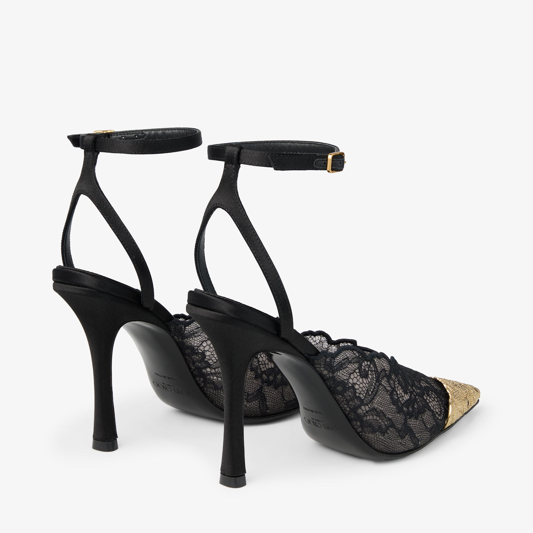 Faiz 100 | Décolleté in pizzo con logo Jimmy Choo nere con dettagli in ...