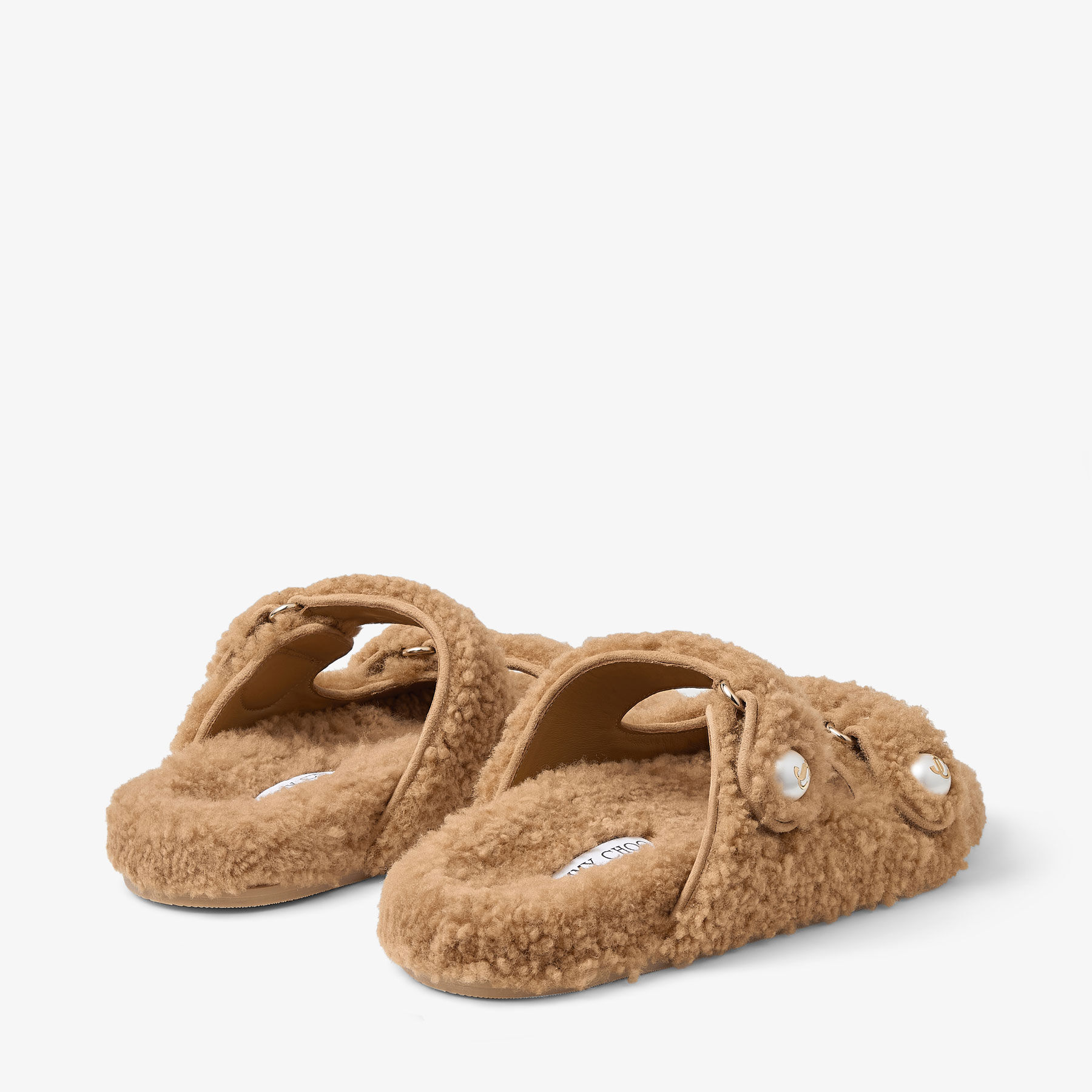 Fayence Sandal | Rattan Curly Shearling Sandals | JIMMY CHOO