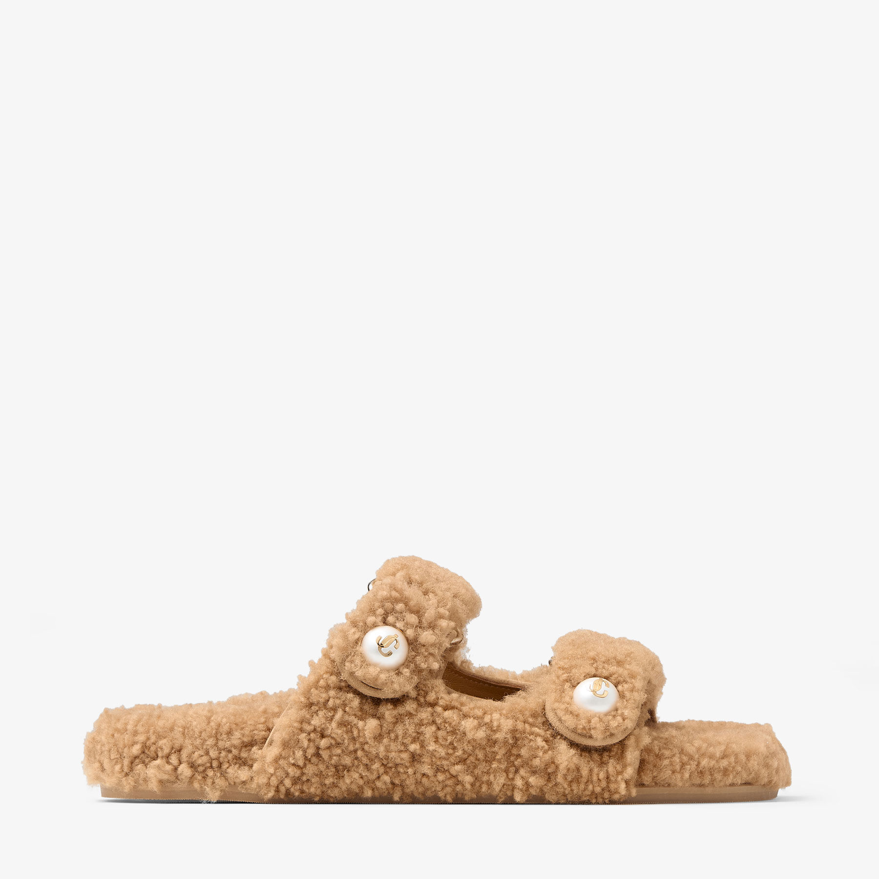 Fayence Sandal | Rattan Curly Shearling Sandals | JIMMY CHOO