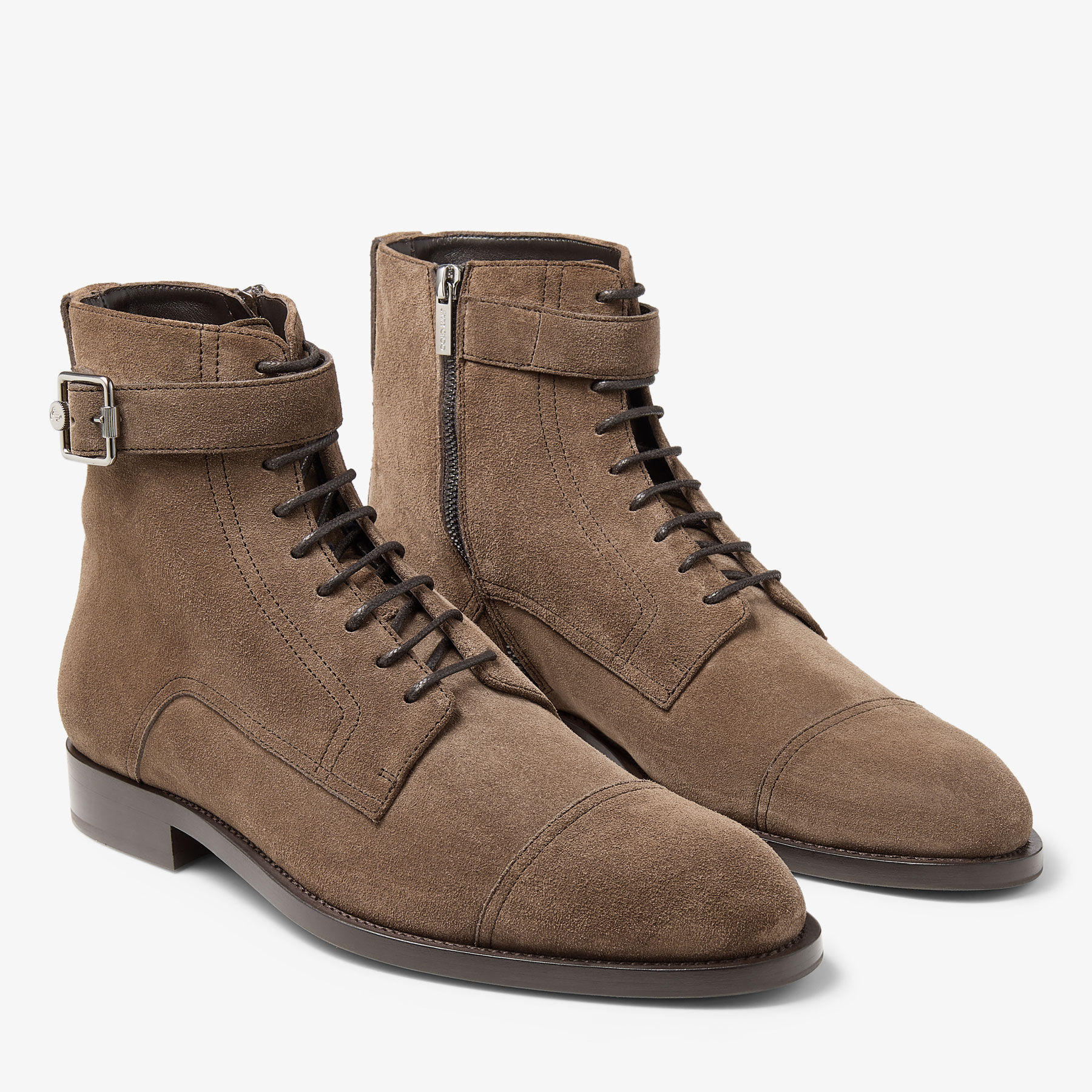 Finnion Lace Up Boot | Oak Velvet Suede Boots | JIMMY CHOO