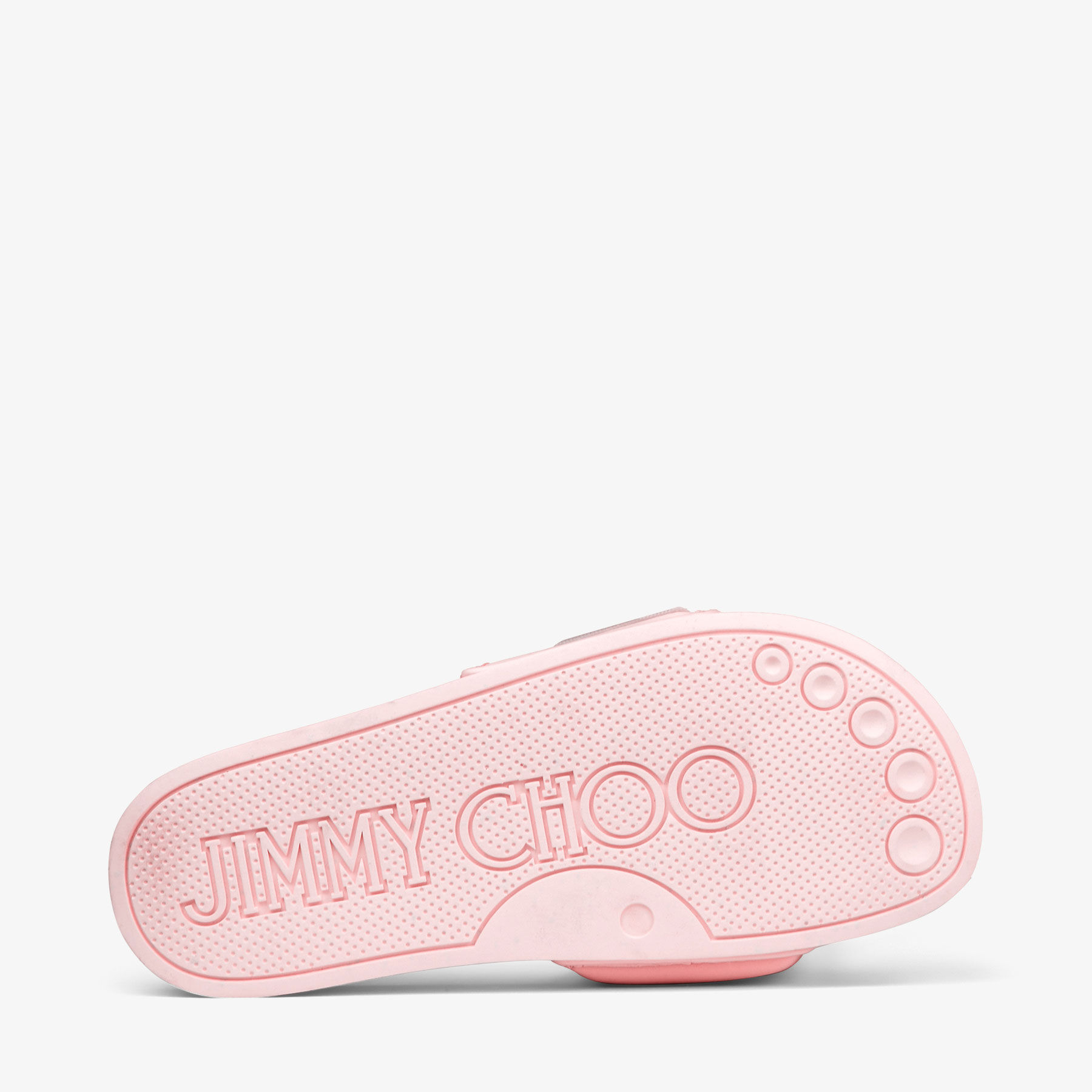 Fitz/F | Powder Pink Puffed Logo Lycra Slides | New Collection | JIMMY CHOO NZ