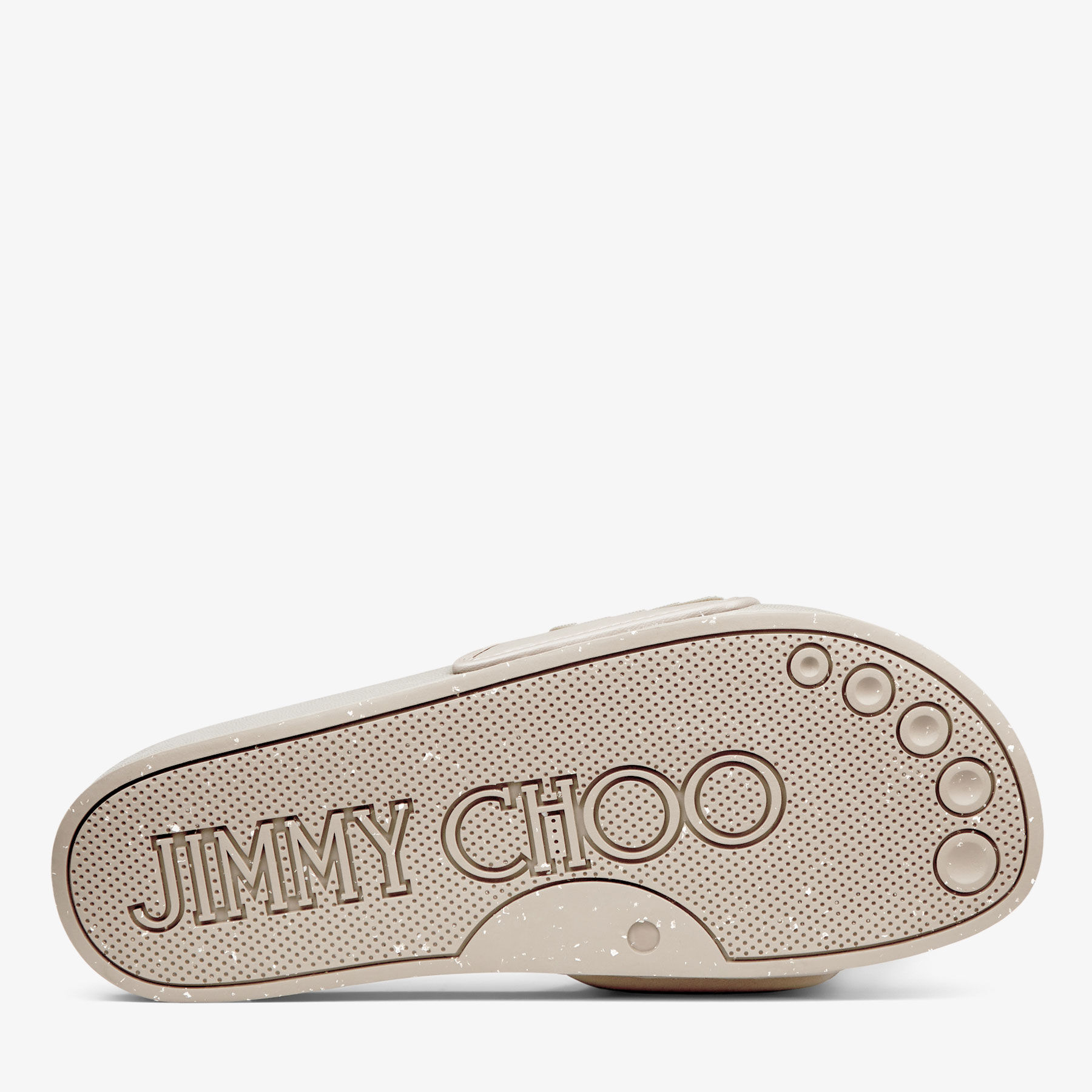 Fitz/M | Taupe Puffed Logo Lycra Slides | JIMMY CHOO