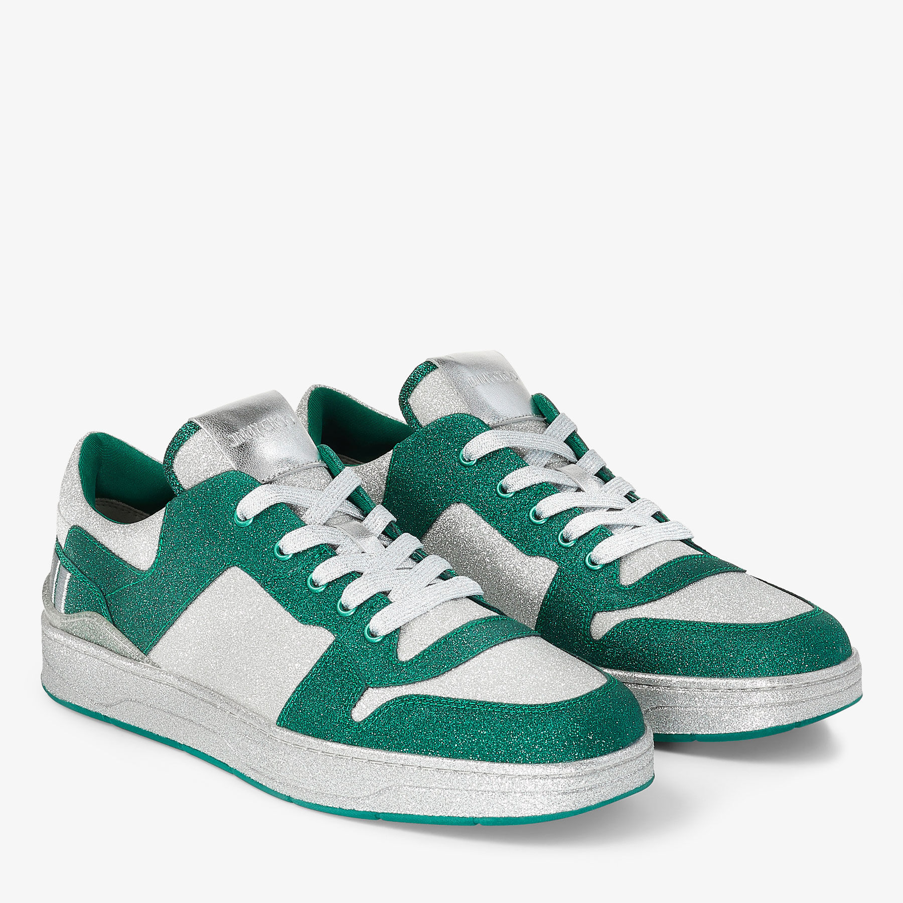 Florent M | Green Fine Glitter Fabric Trainers | JIMMY CHOO