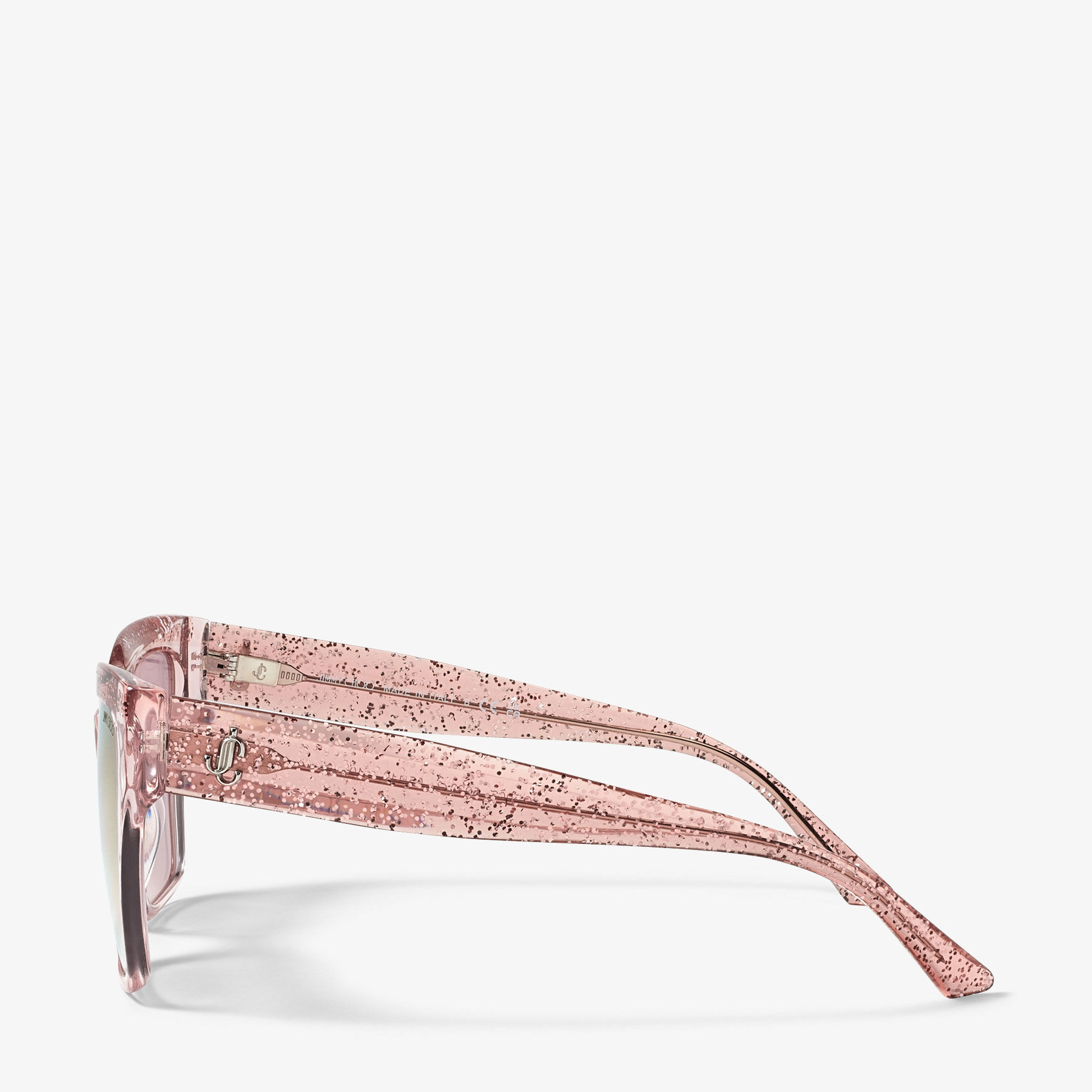 Giava | Pink Glitter Square Sunglasses | JIMMY CHOO