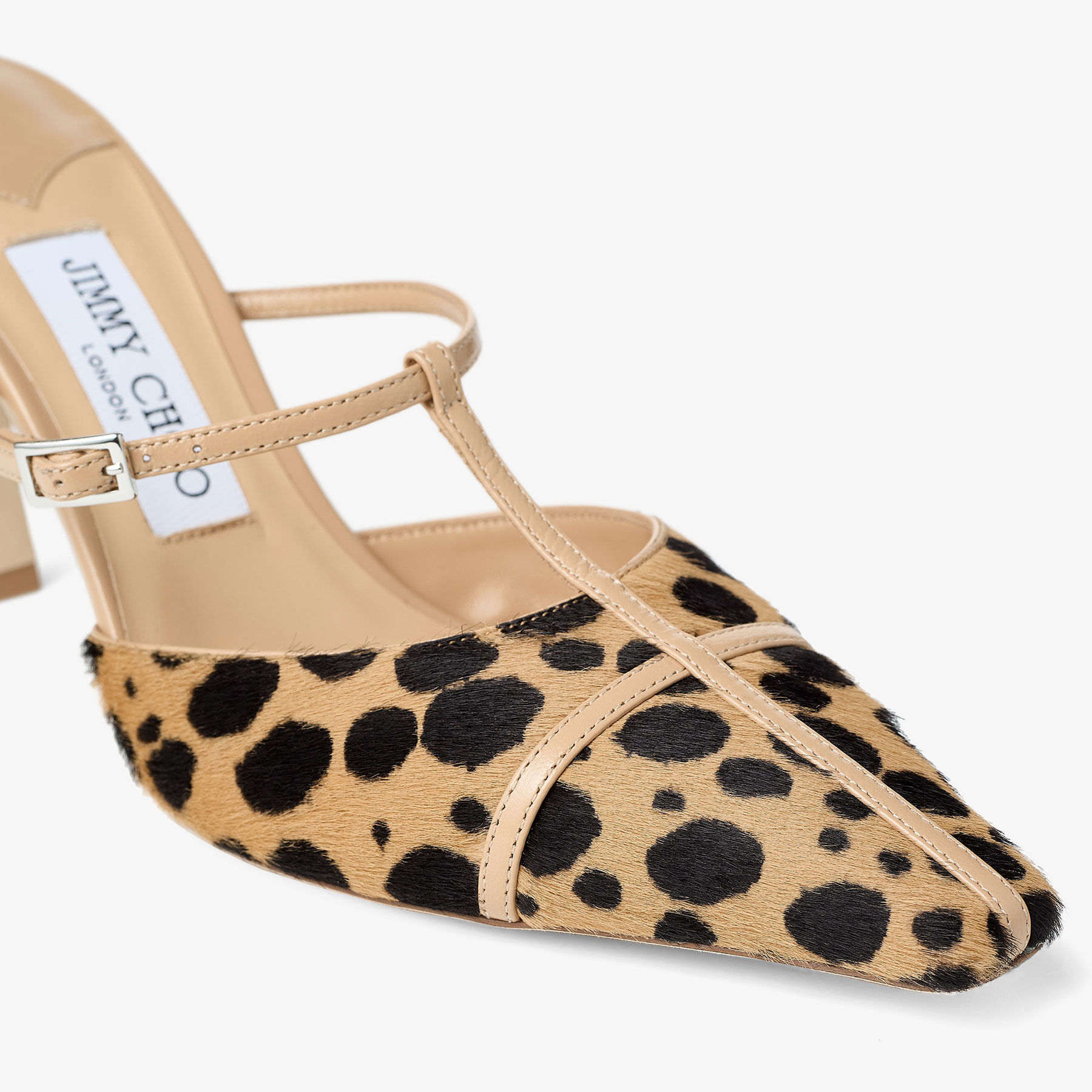 Gloria Mule 85 | Natural Cheetah Print Pony Leather Mules | JIMMY CHOO