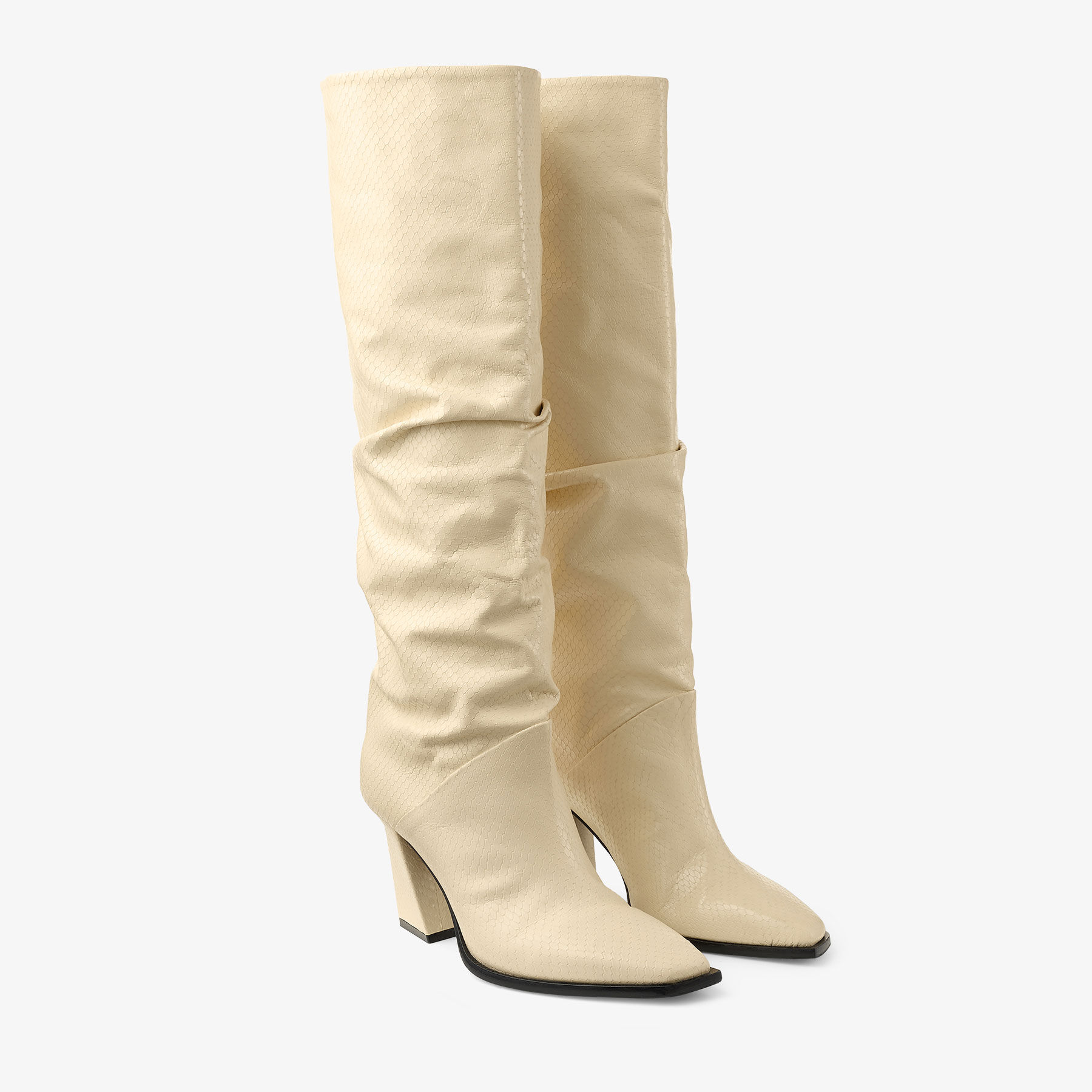 Hart Knee Boot 85 | Buttermilk Elaphe Printed Leather Over The Knee ...