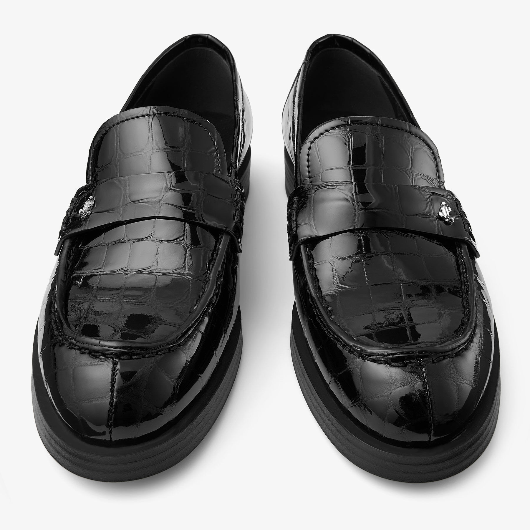 Ivy Loafer | Loafer aus Leder mit Krokodilprägung in Schwarz | JIMMY CHOO