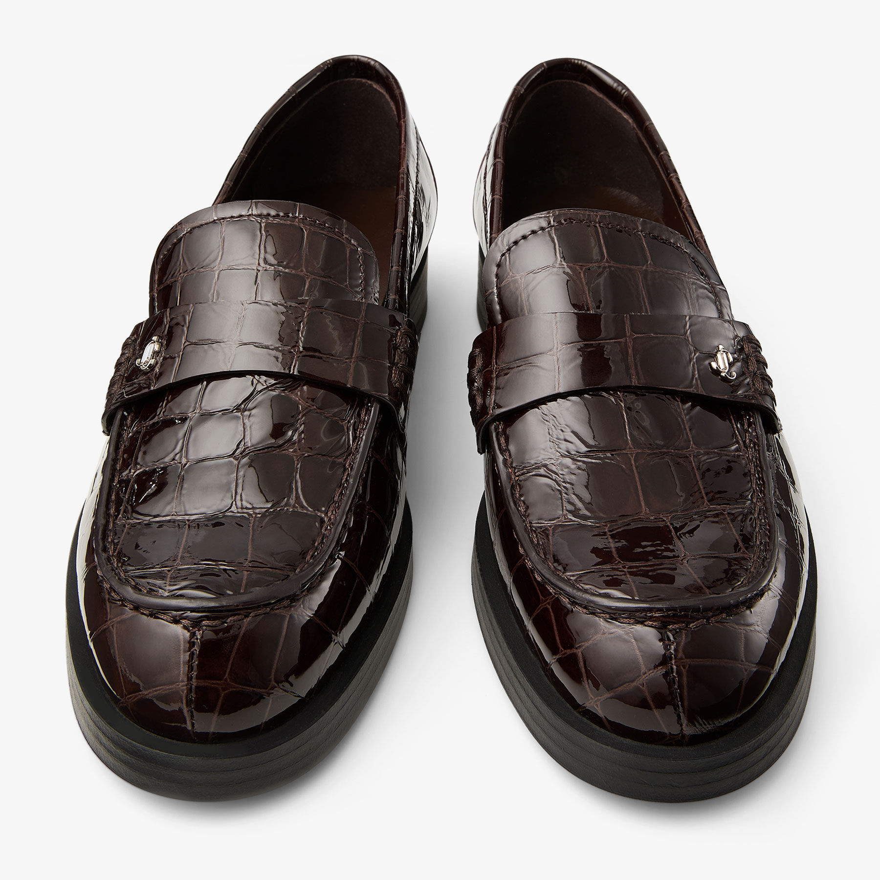 Ivy Loafer | Sambuco Shiny Croc Embossed Leather Loafers | JIMMY CHOO