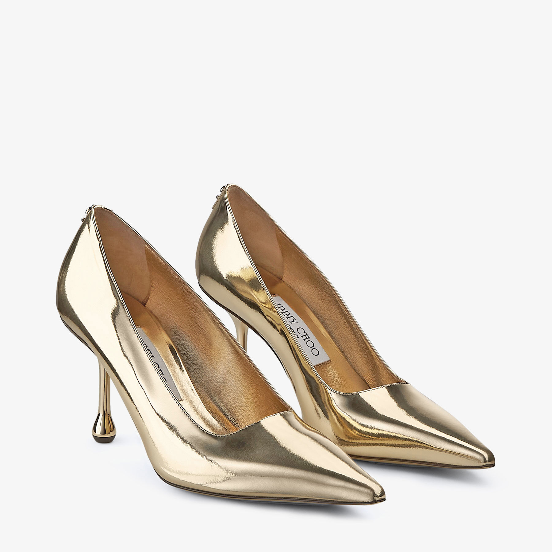 Ixia 80 | Gold Liquid Metal Leather Pumps | Jimmy Choo