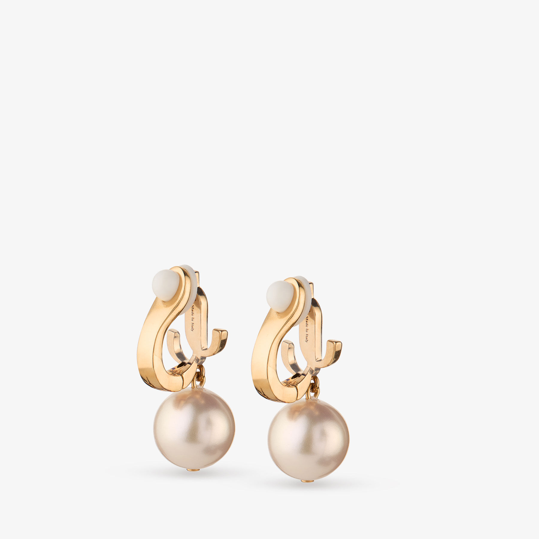 JC Pearl Drop Clip On |Pearl Gold Finish Clip On Earrings | JIMMY CHOO