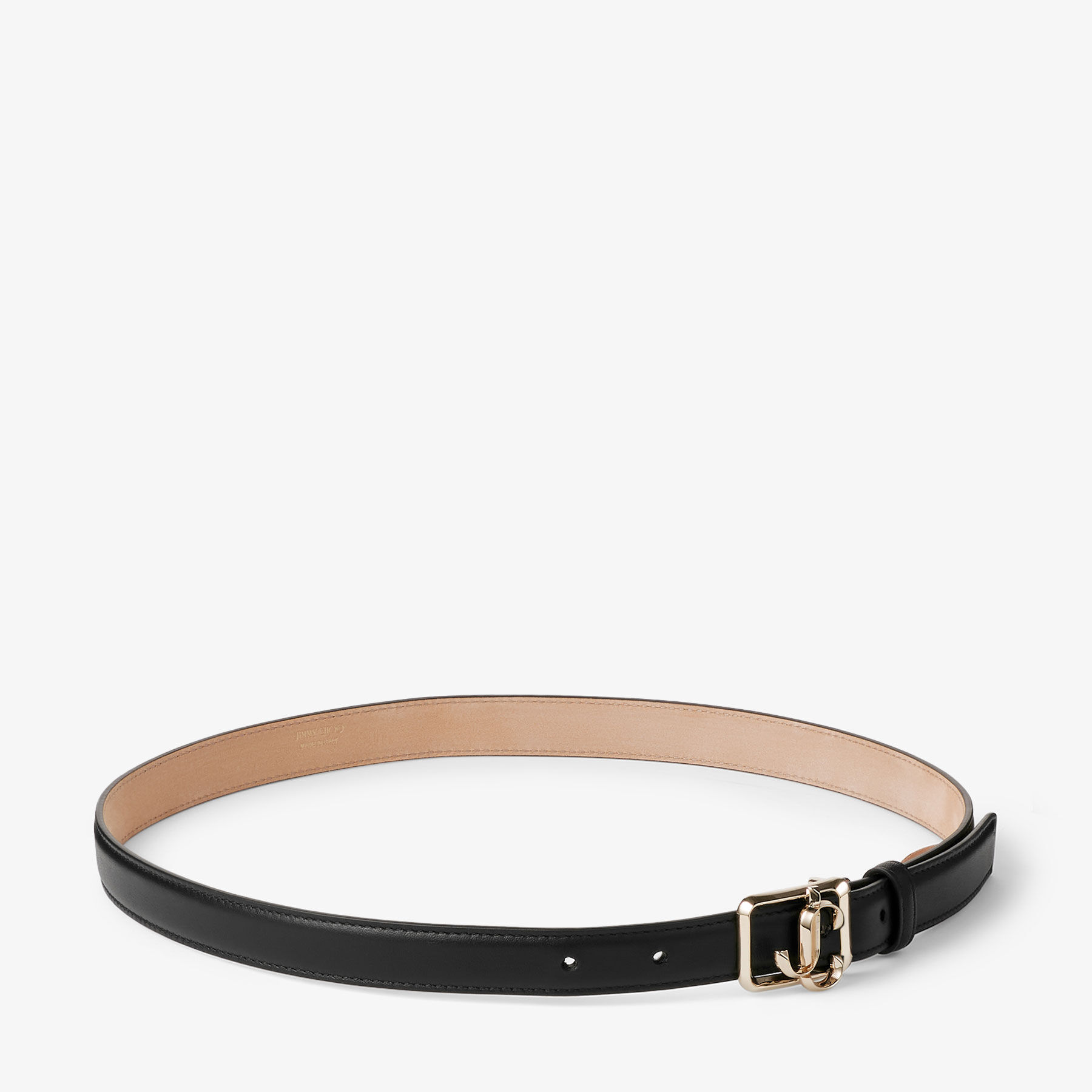 JC Square Belt | Black Calf Leather JC Square-Buckle Belt | JIMMY CHOO