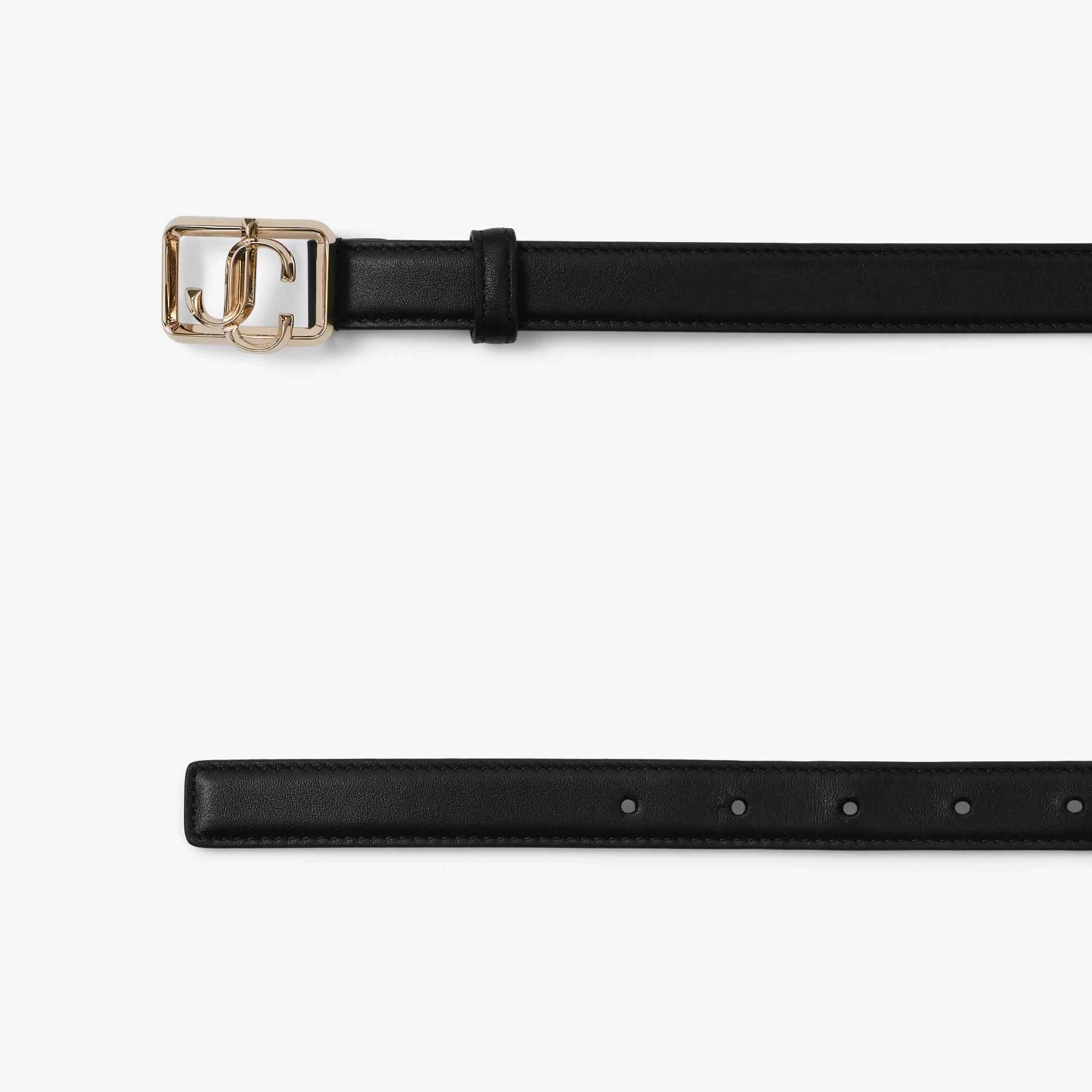 JC Square Belt | Black Calf Leather JC Square-Buckle Belt | JIMMY CHOO