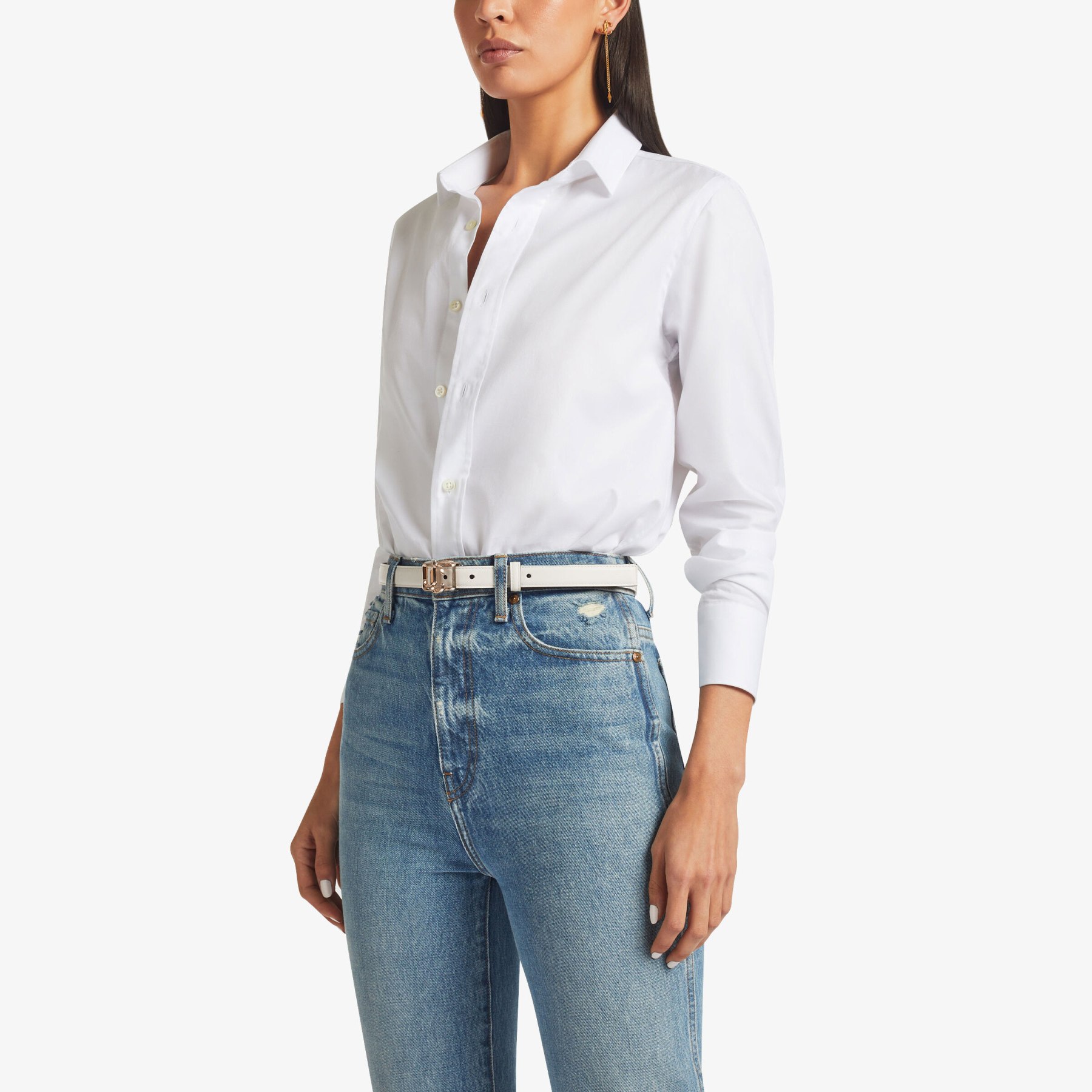 JC Square Belt | Latte Calf Leather JC Square-Buckle Belt | JIMMY CHOO