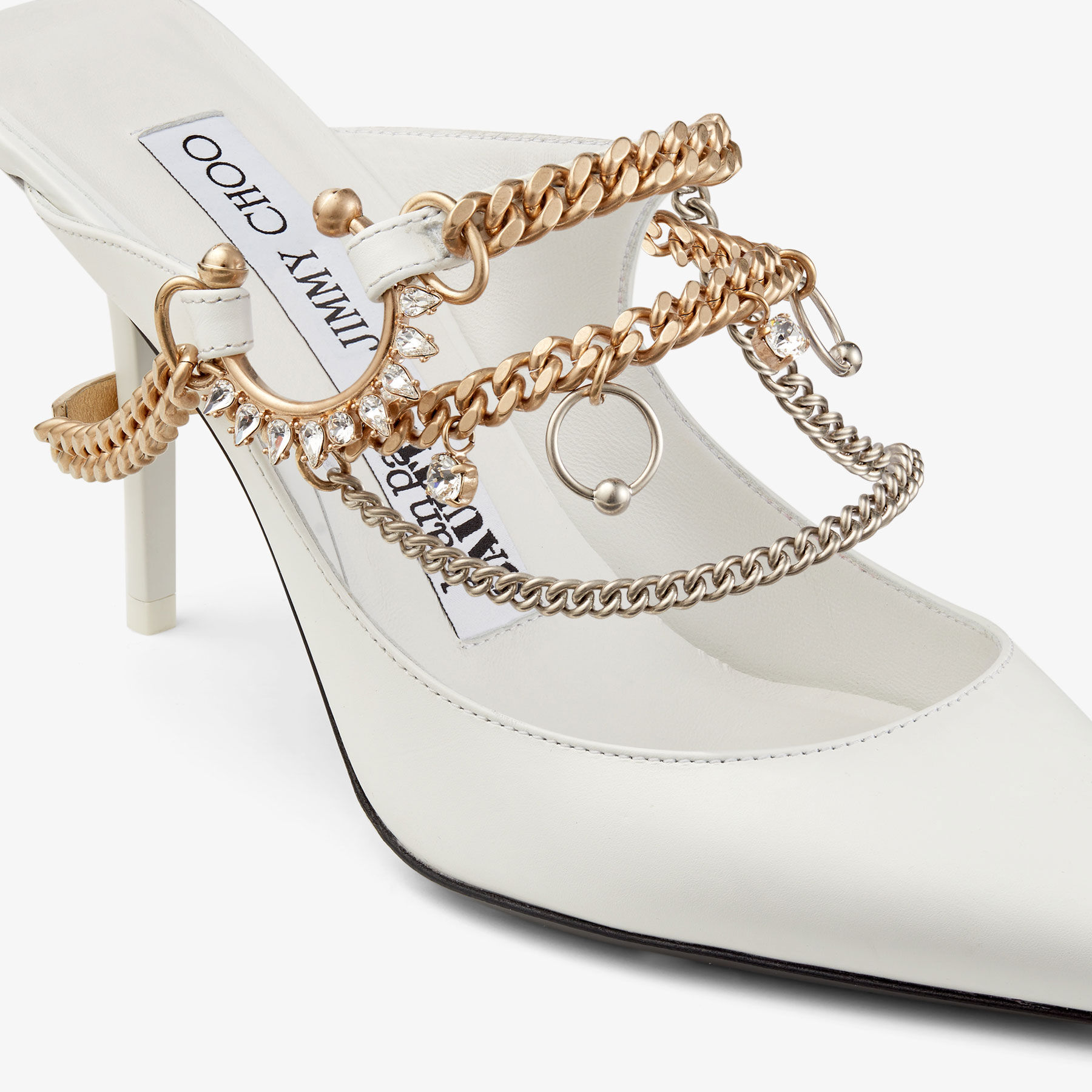 JIMMY CHOO / JEAN PAUL GAULTIER BING | Optical White Calf Leather Mules ...