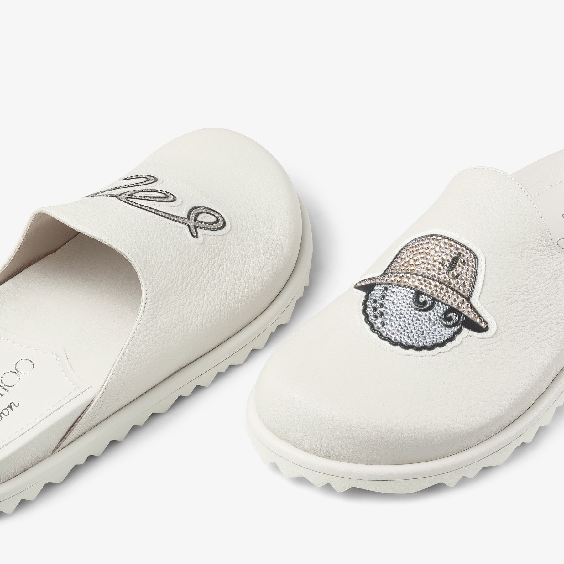 Jimmy Choo / Malbon Mule/F | Latte Crystal-embellished Leather Mules ...