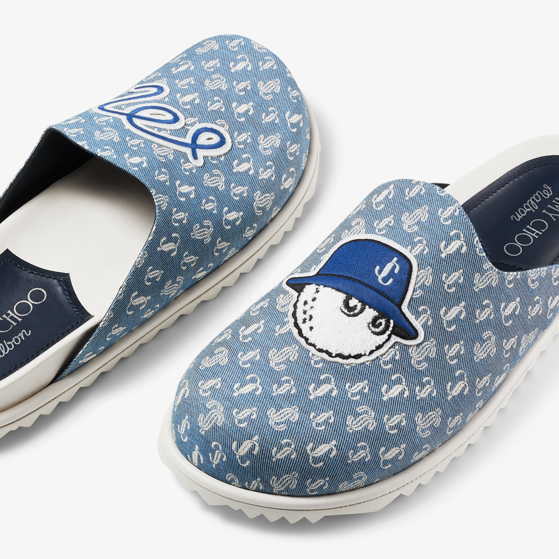 Jimmy Choo / Malbon Mule/M | Denim Monogram Mules | Jimmy Choo / Malbon ...